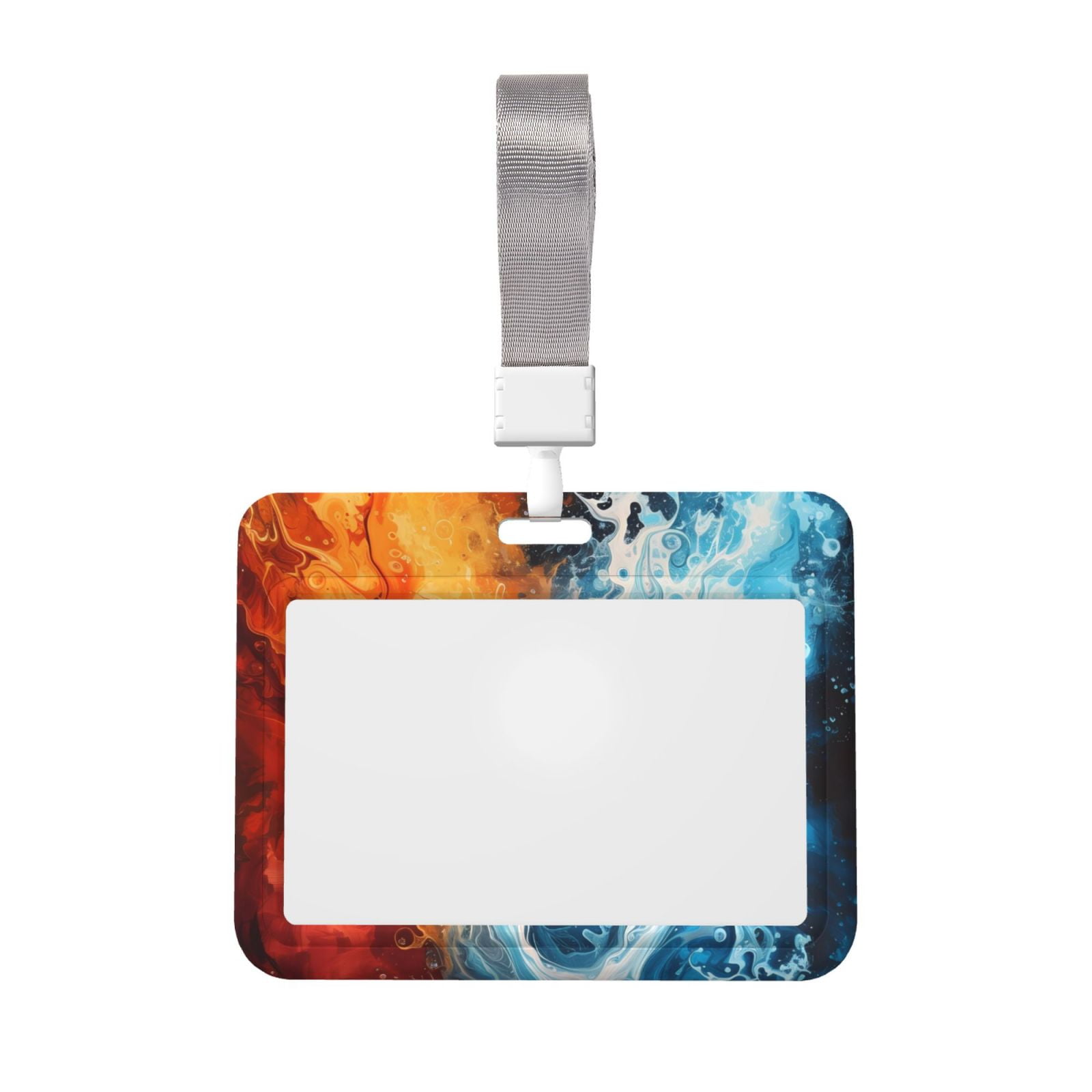 Cauagu Red And Blue Waves for ID Badge Holder,Badge Holder with Windows ...