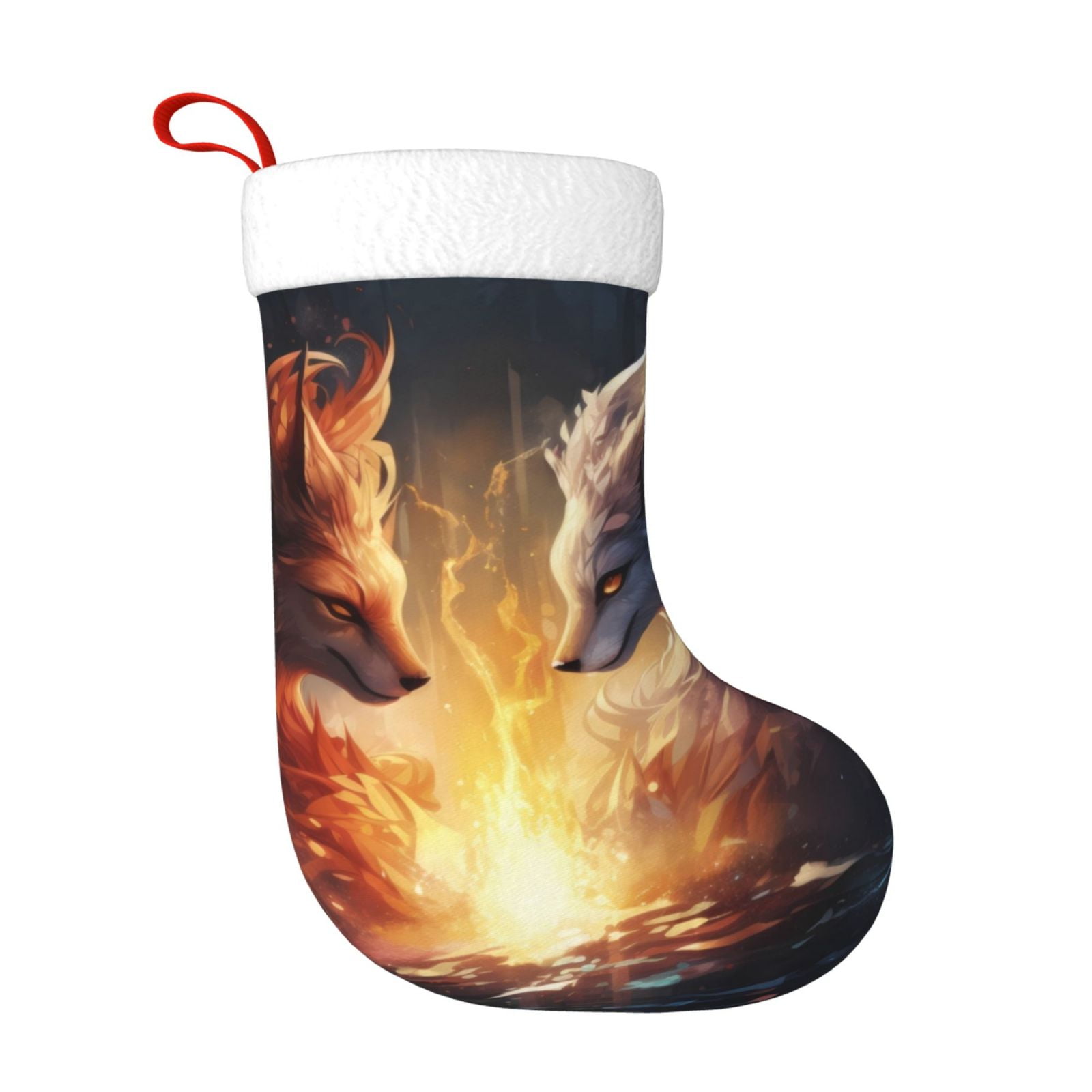 Cauagu Red And White Flame Fox for Christmas Stockings,1-Pack Large ...