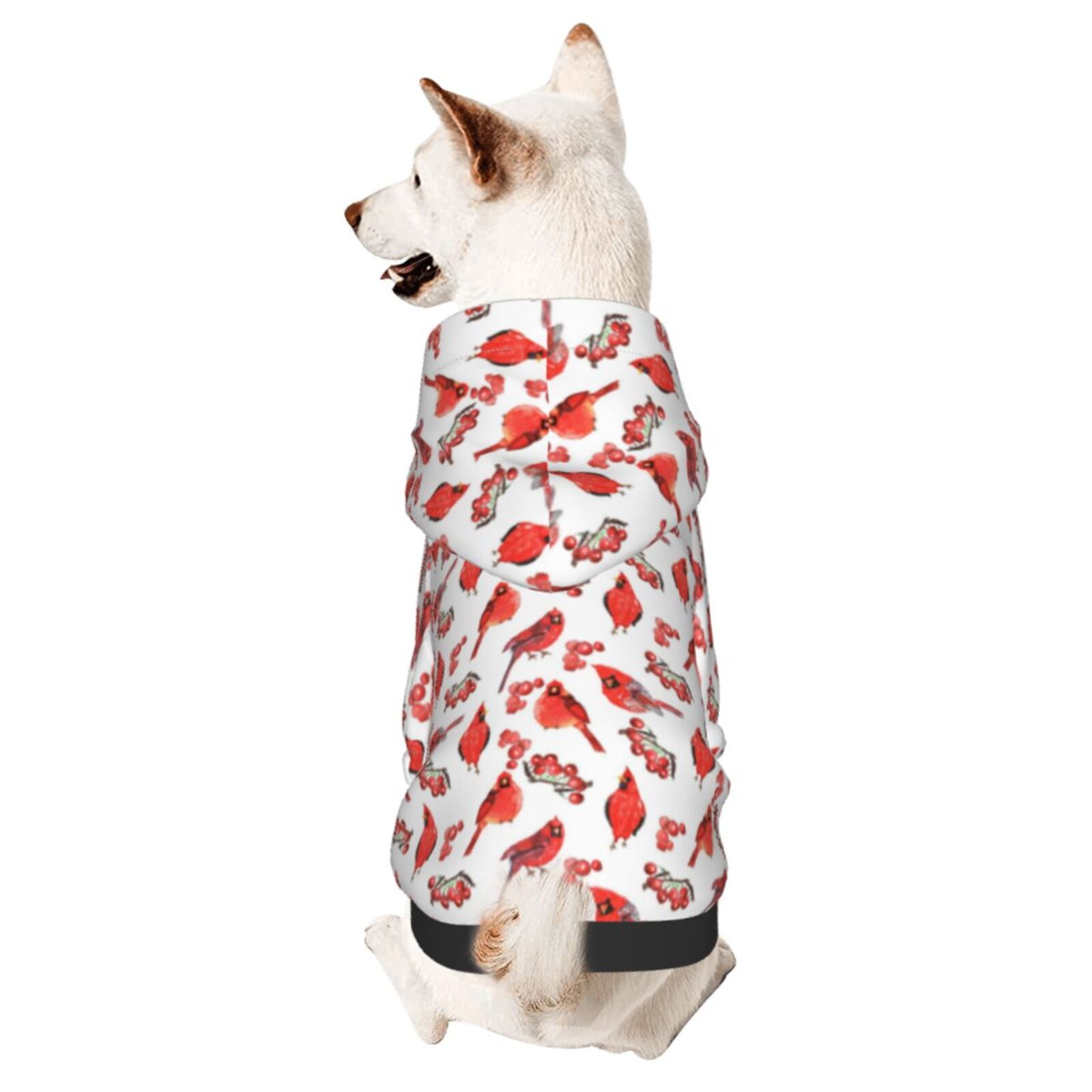 Cauagu Red Birds Pattern Winter Pet Hoodie Sweatshirts- Dog Hoodie ...