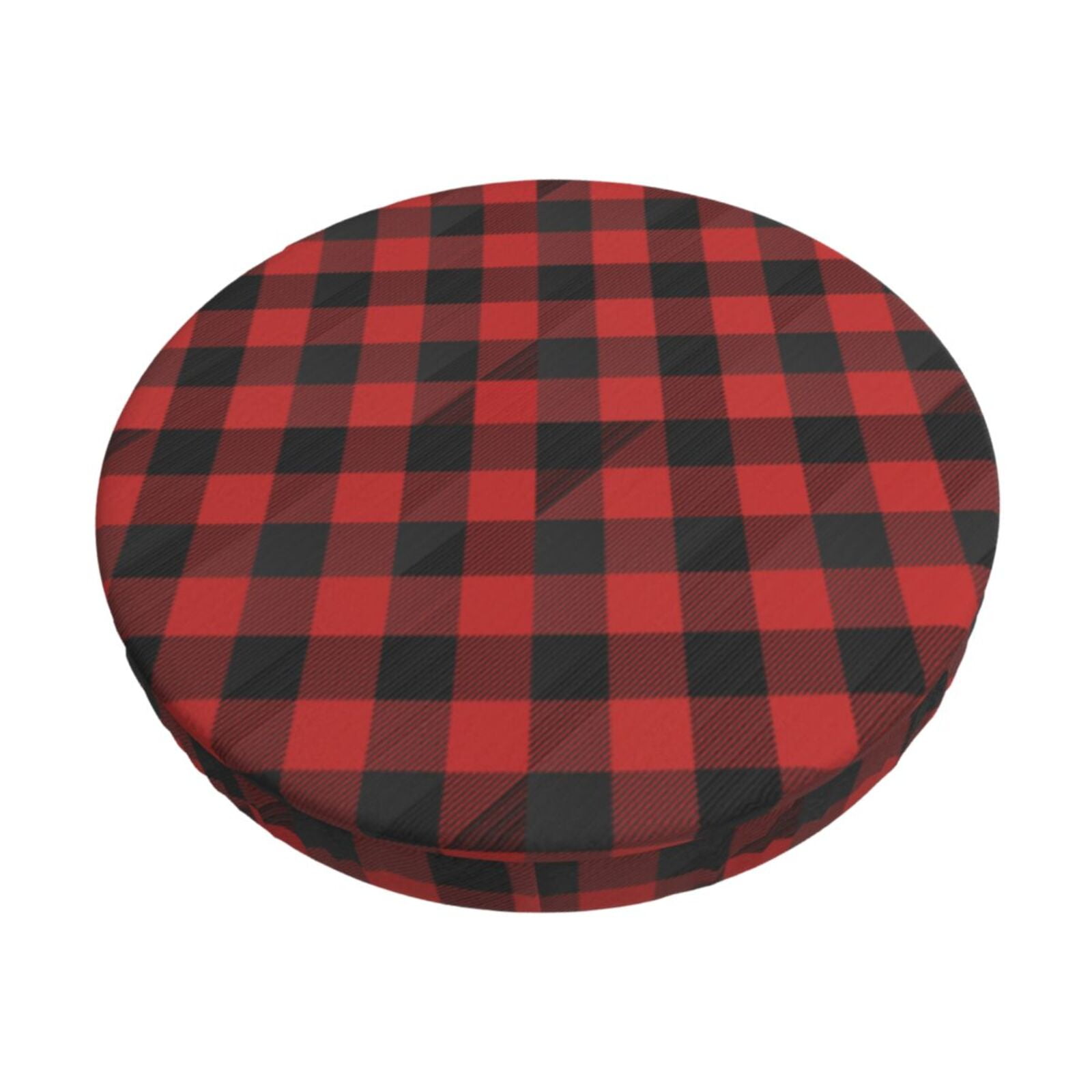 Cauagu Red Black Plaid Print Round Stool Covers,Seat Cushion for Round ...