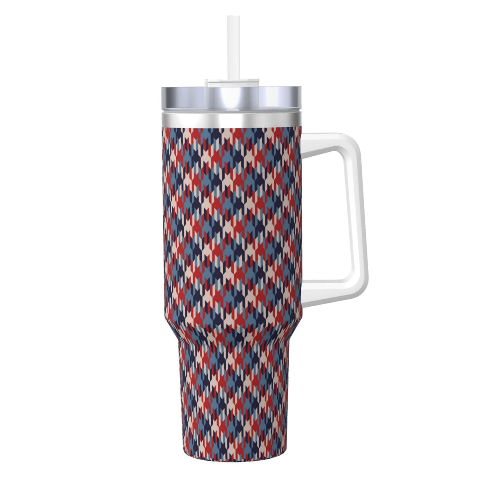 Cauagu Red Blue Checked Print Stainless Steel Vacuum Insulated Tumbler ...