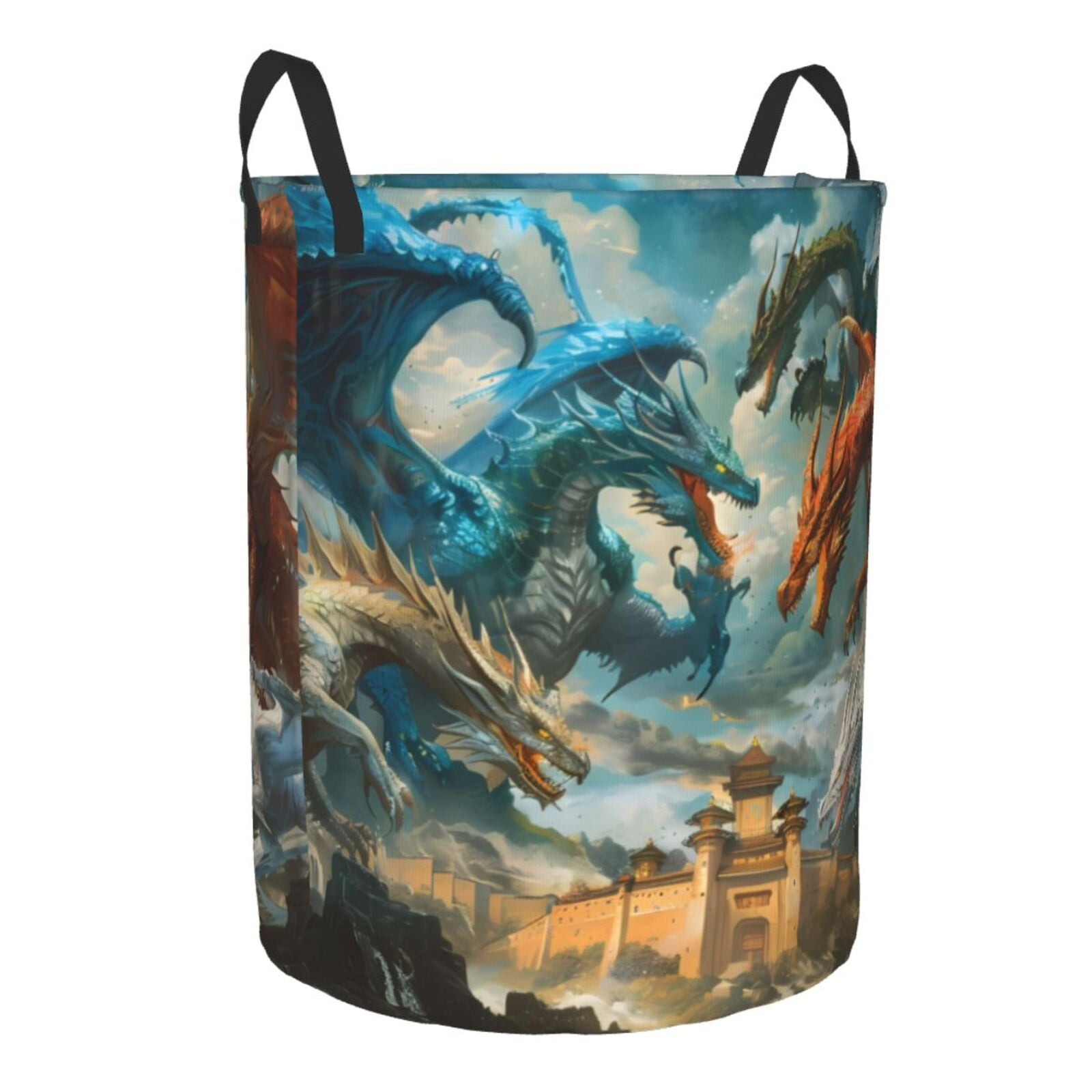 Cauagu Red Blue Dragon Battle Epic for Laundry Basket,Collapsible ...
