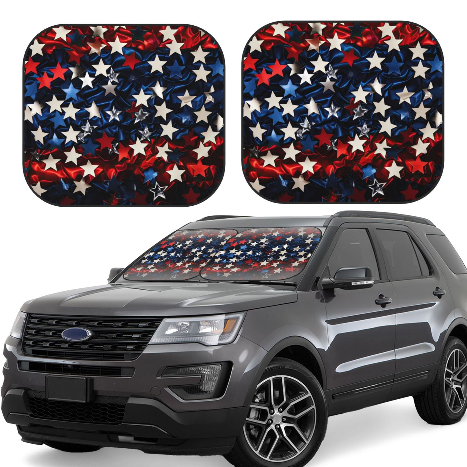 Cauagu Red Blue White Stars Cauagu {designName} Print Foldable Car ...