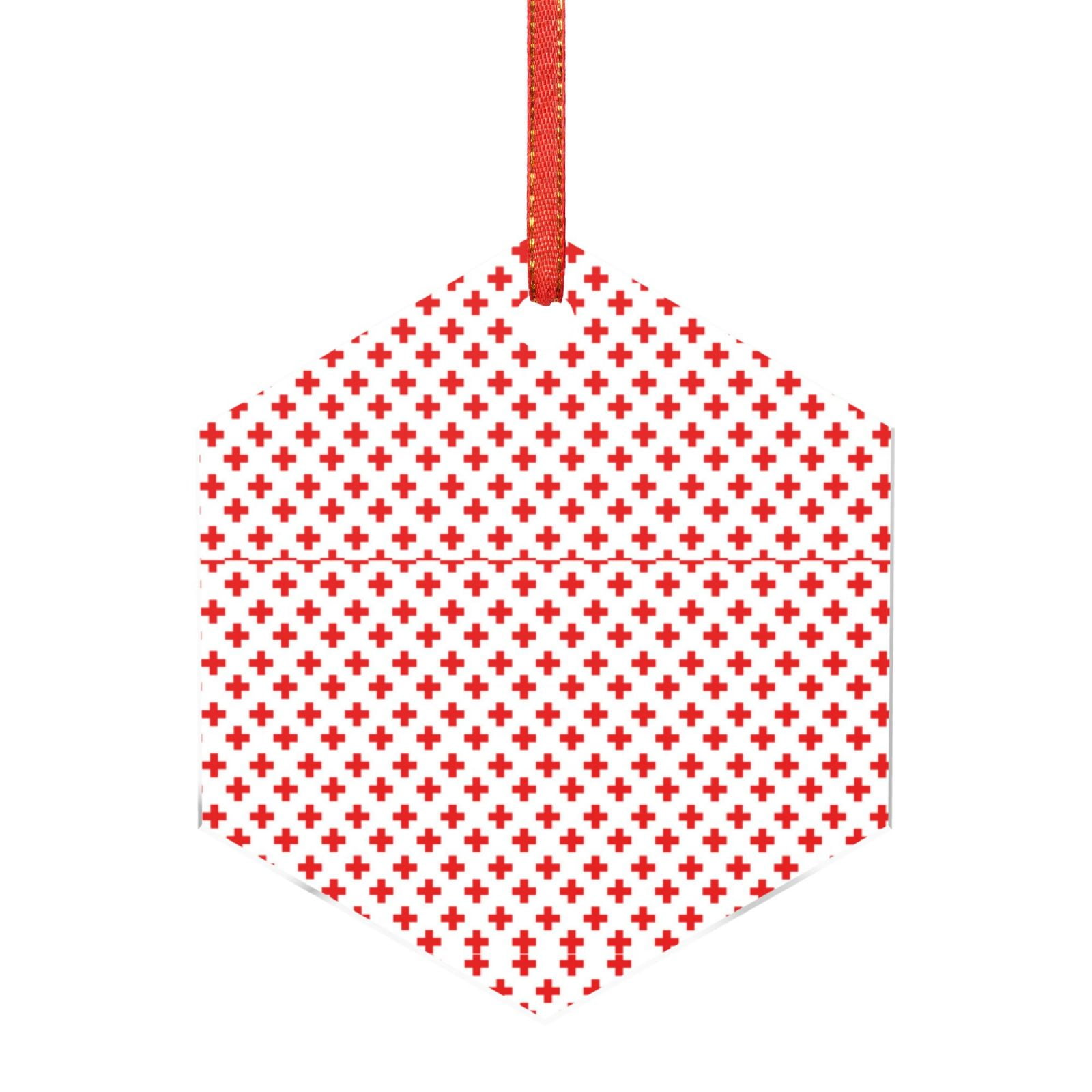Cauagu Red Cross Pattern Acrylic Christmas Pendant,1-Pack Christmas ...