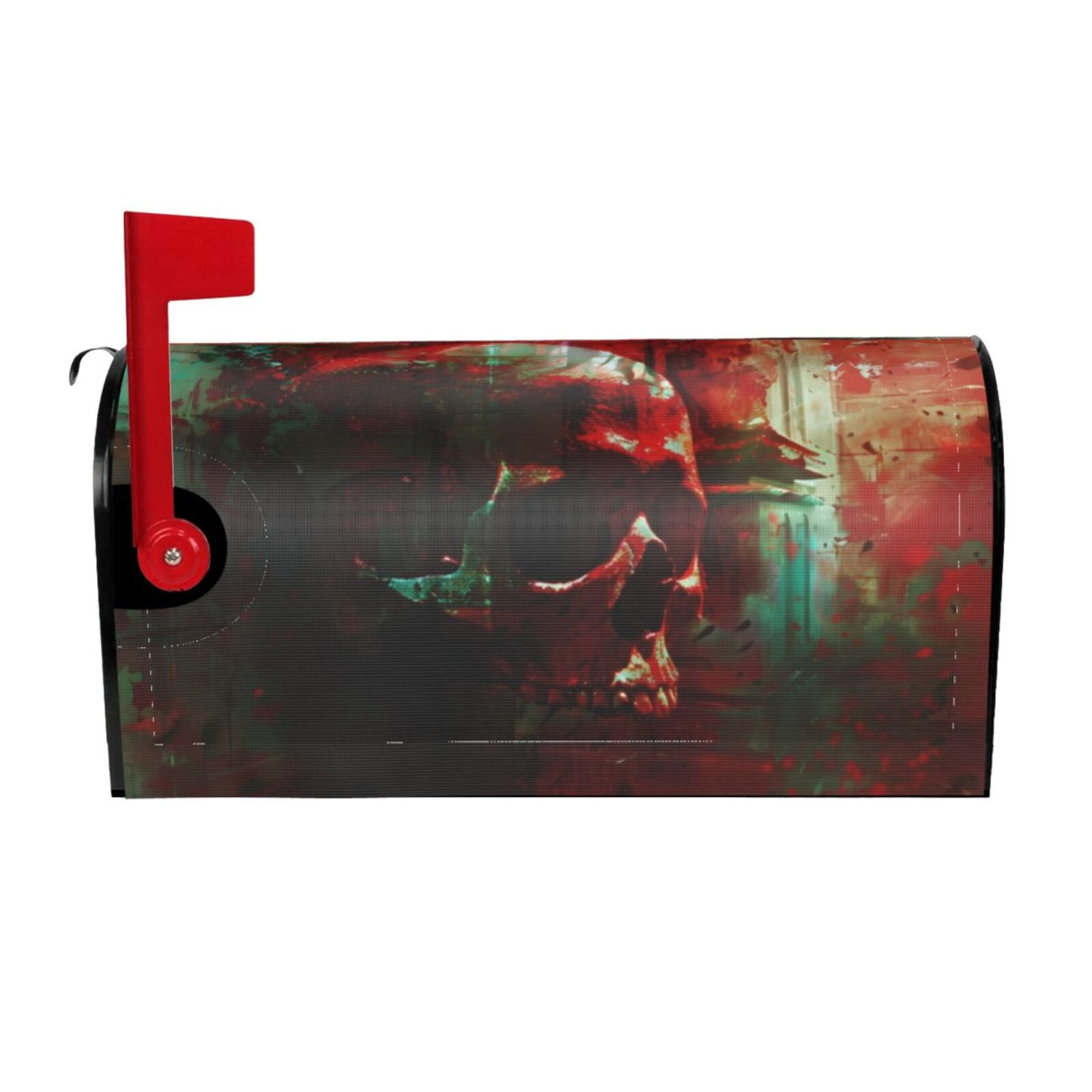 Cauagu Red Dark Skull Abstract Pattern Magnetic Mailbox Covers, Mailbox ...
