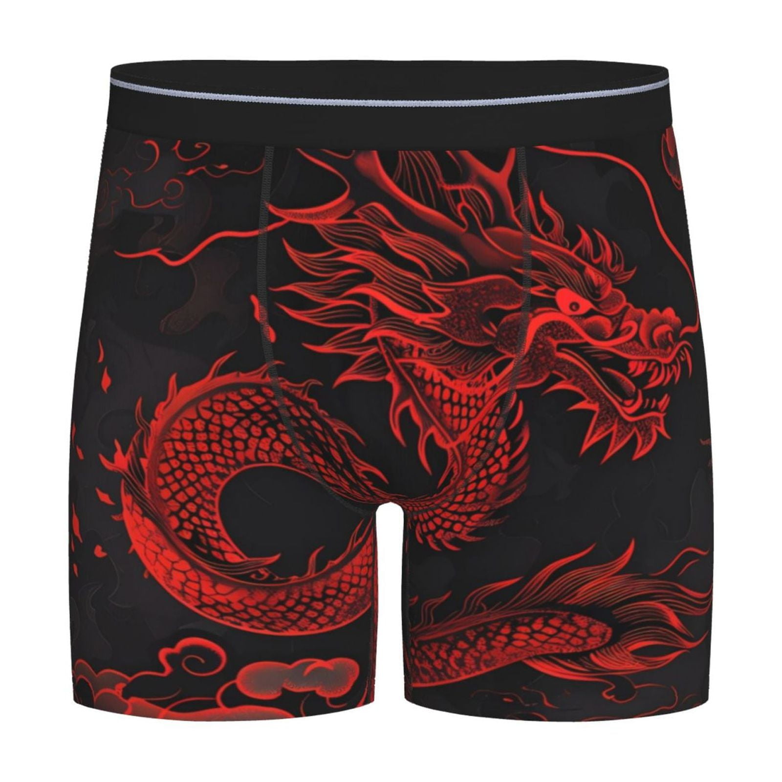 Cauagu Red Dragon On Black Print Men's Boxer Briefs, Funny & Cute ...