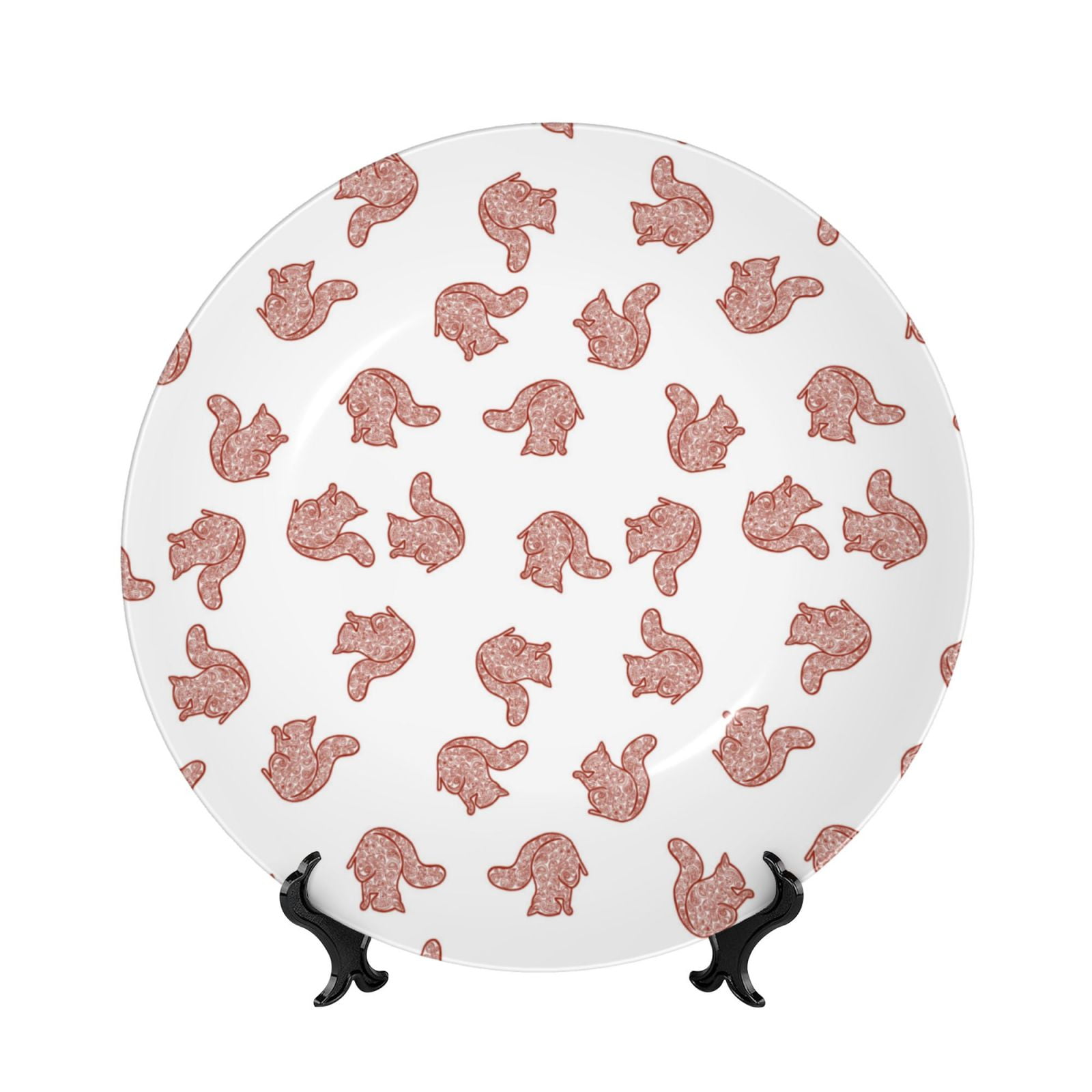 Cauagu Red Fox Print Bone China Decorative Plate, Wall Mount Plate ...