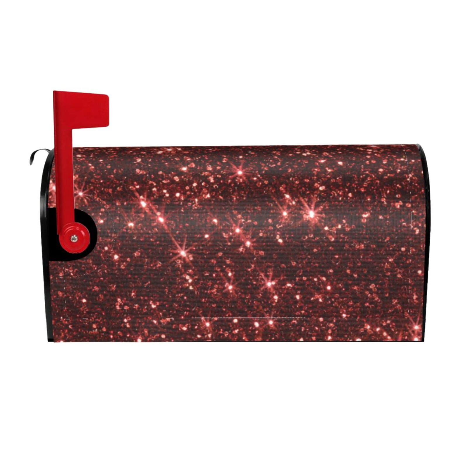 Cauagu Red Glitter Texture Pattern Magnetic Mailbox Covers, Mailbox ...