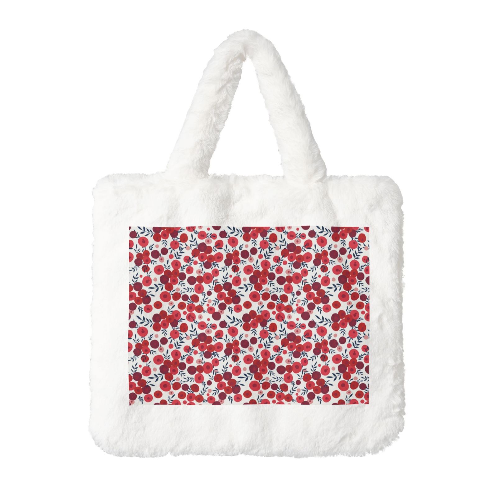 Cauagu Red Hawthorn Pattern Women's Plush Tote Bag,Soft Underarm Bag ...