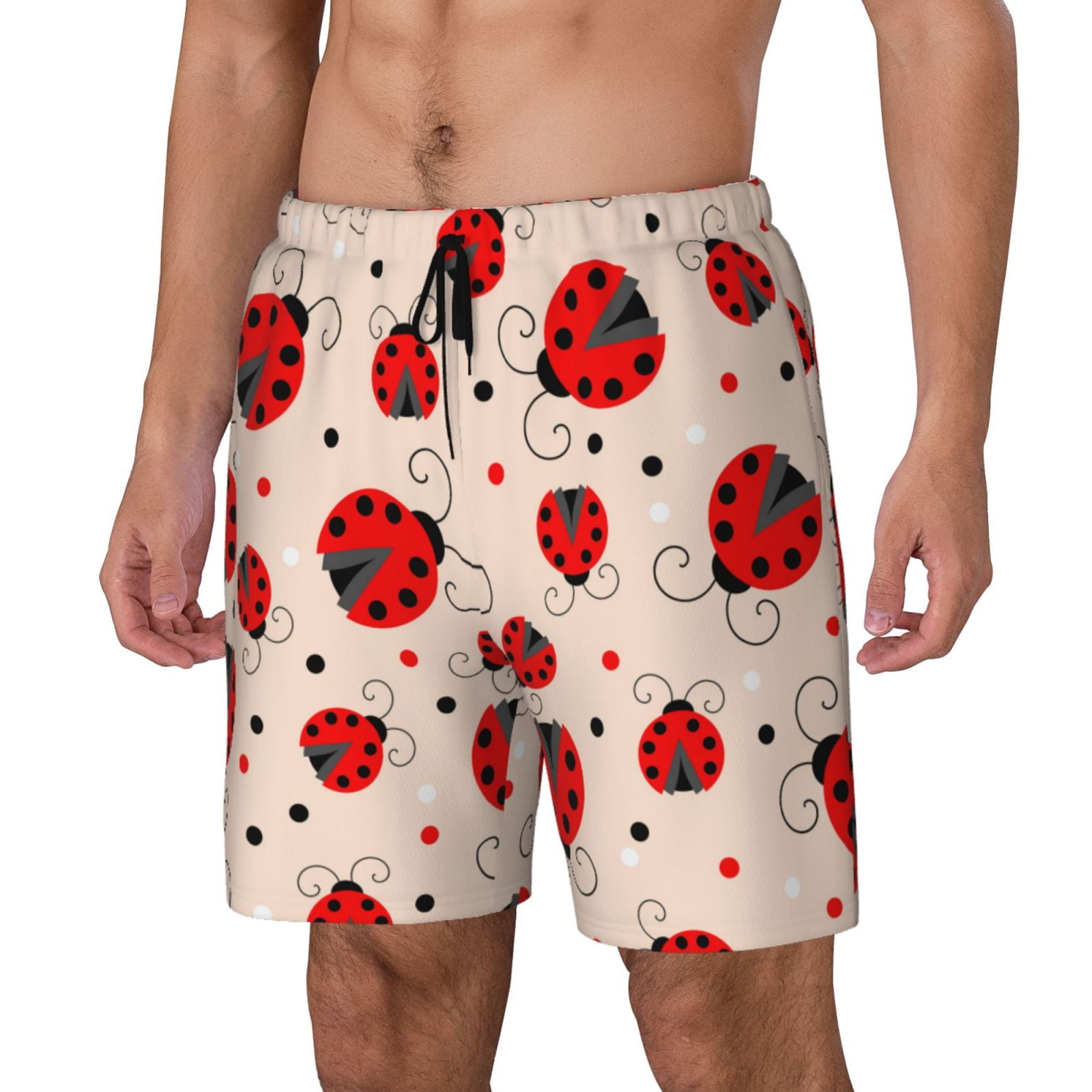 Cauagu Red Ladybug Print Mens Swim Trunks Quick Dry Board Shorts Swim ...
