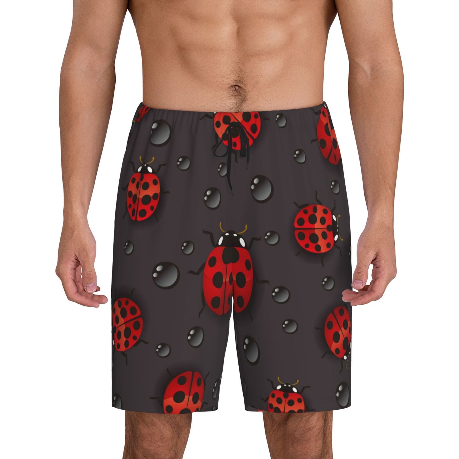 Cauagu Red Ladybugs Print Pajama Bottoms for Men Sleep Pajama Shorts ...