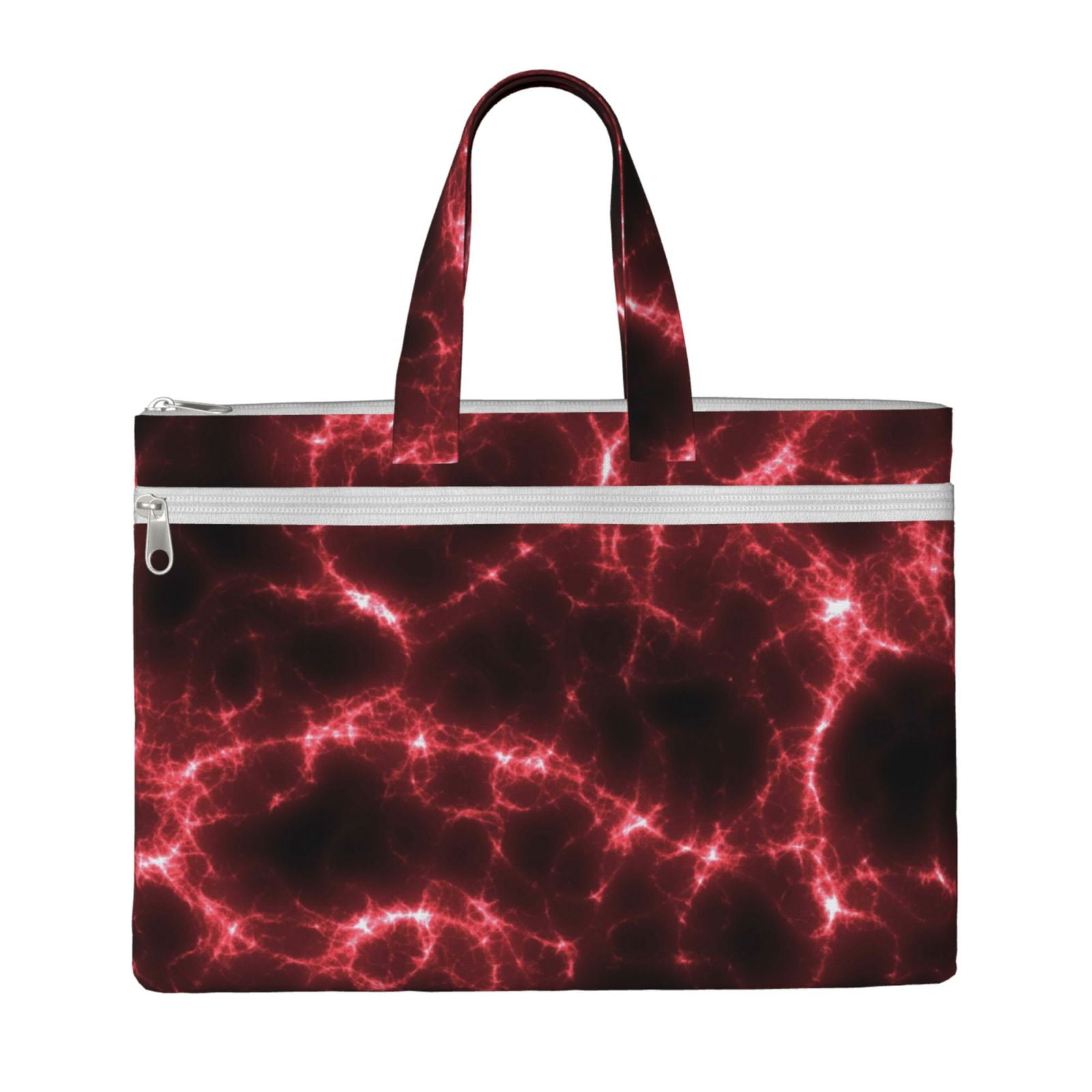 Cauagu Red Line Pattern Canvas Tote File Bag, Zipper Tote Bag Business ...