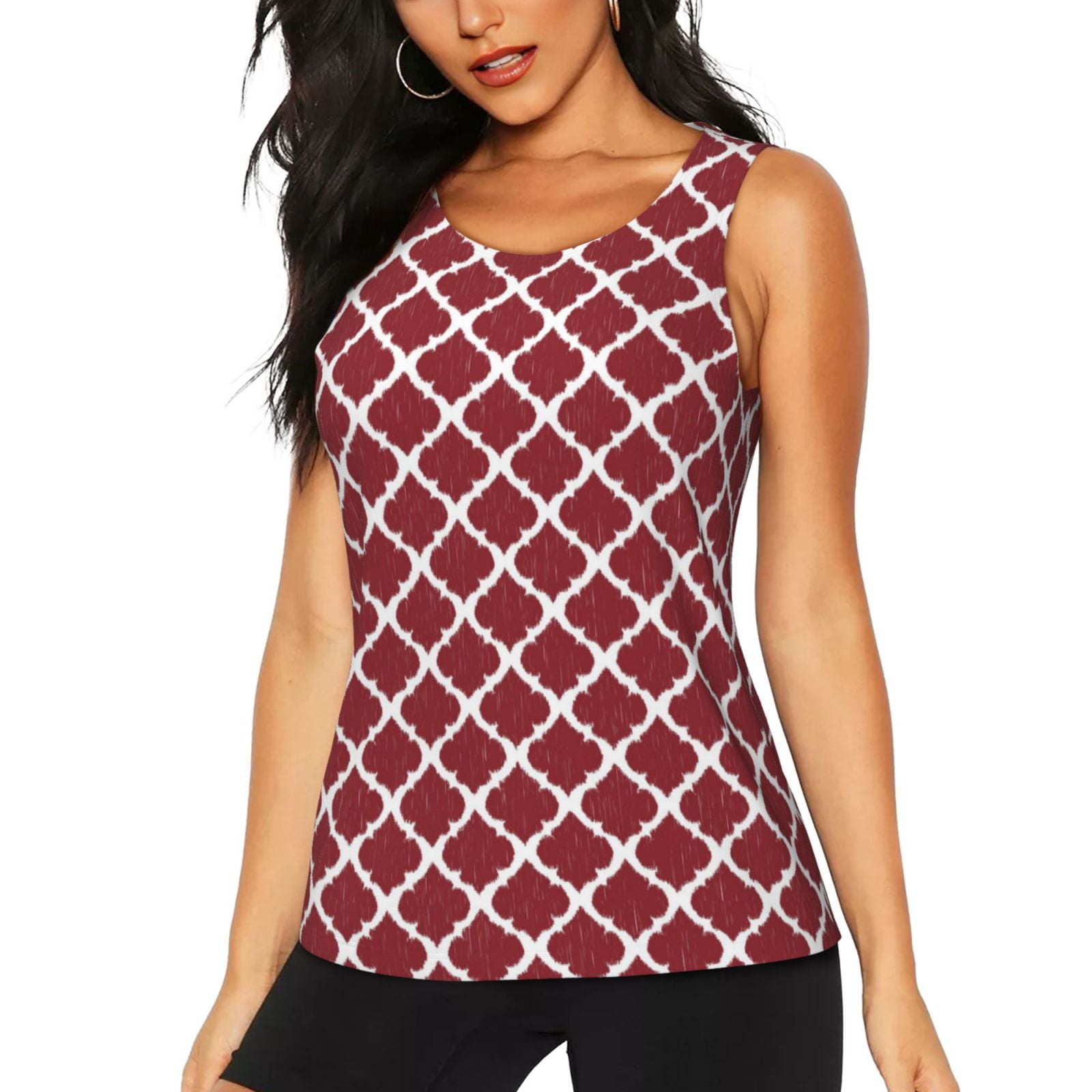 Cauagu Red Moroccan for Women's Workout Tank Tops Sleeveless Running ...