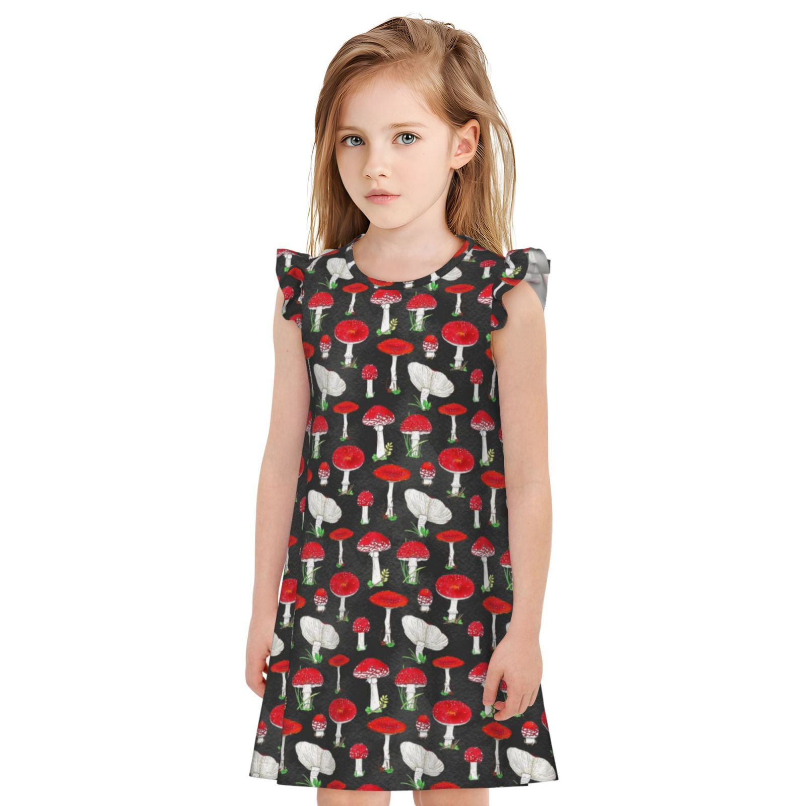 Cauagu Red Mushrooms Girls Nightgowns Sleepwear Short Sleeve Pajama ...