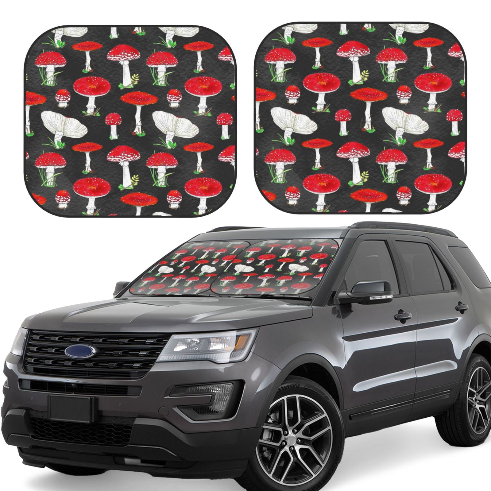 Cauagu Red Mushrooms Cauagu {designName} Print Foldable Car Windshield ...