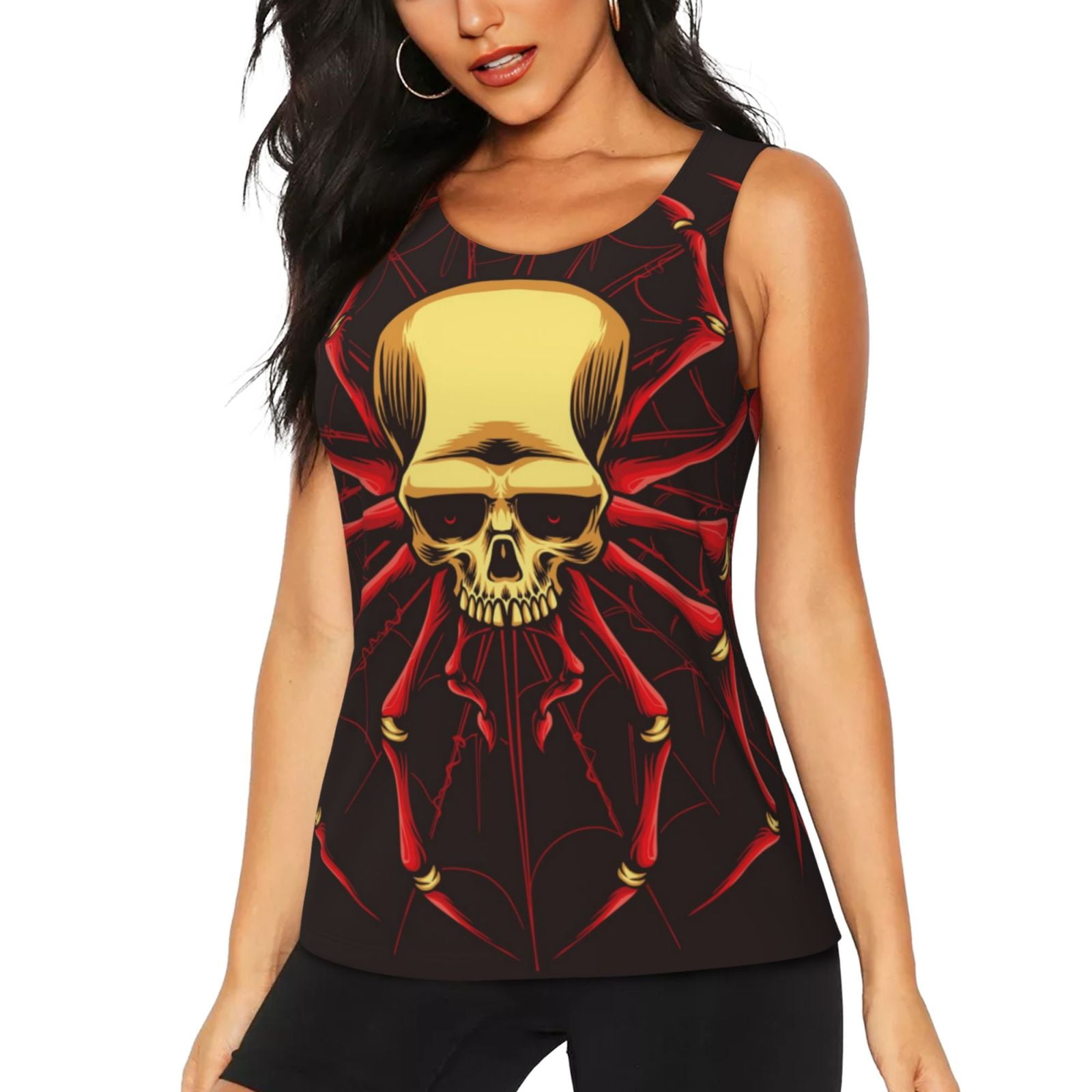 Cauagu Red Skull Spider for Women's Workout Tank Tops Sleeveless ...