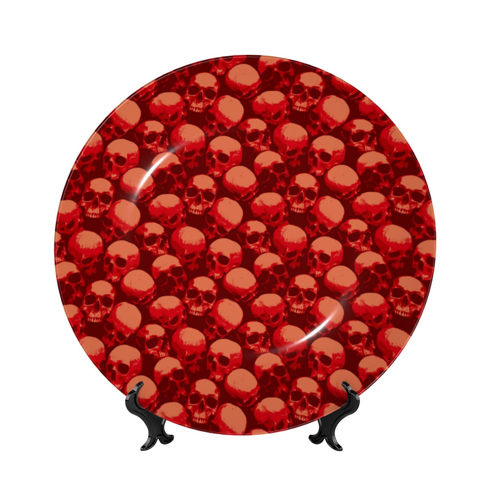 Cauagu Red Skulls 1 Print Bone China Decorative Plate, Wall Mount Plate ...