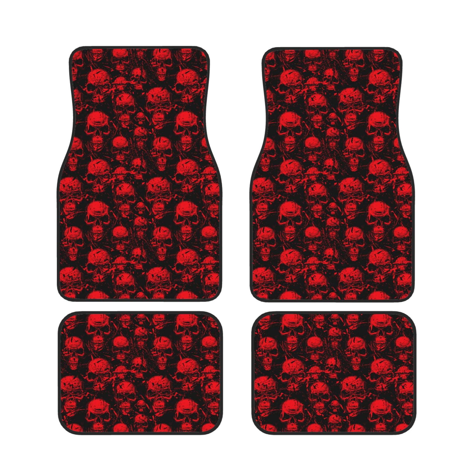 Cauagu Red Skulls Pattern Car Floor Mat Set of 4,Car Carpet Mats Car ...