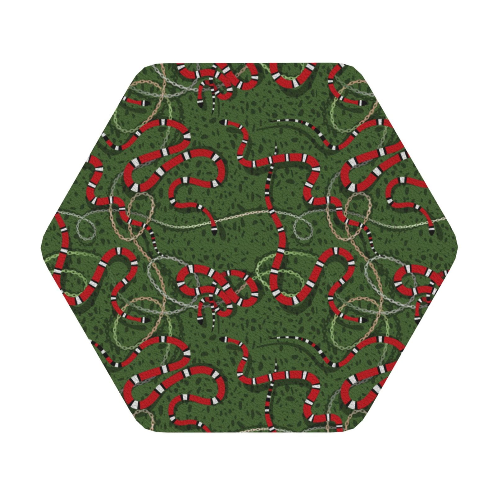 Cauagu Red Snake for Round Coaster,Drink Coasters Set of 4 Leather Bar ...