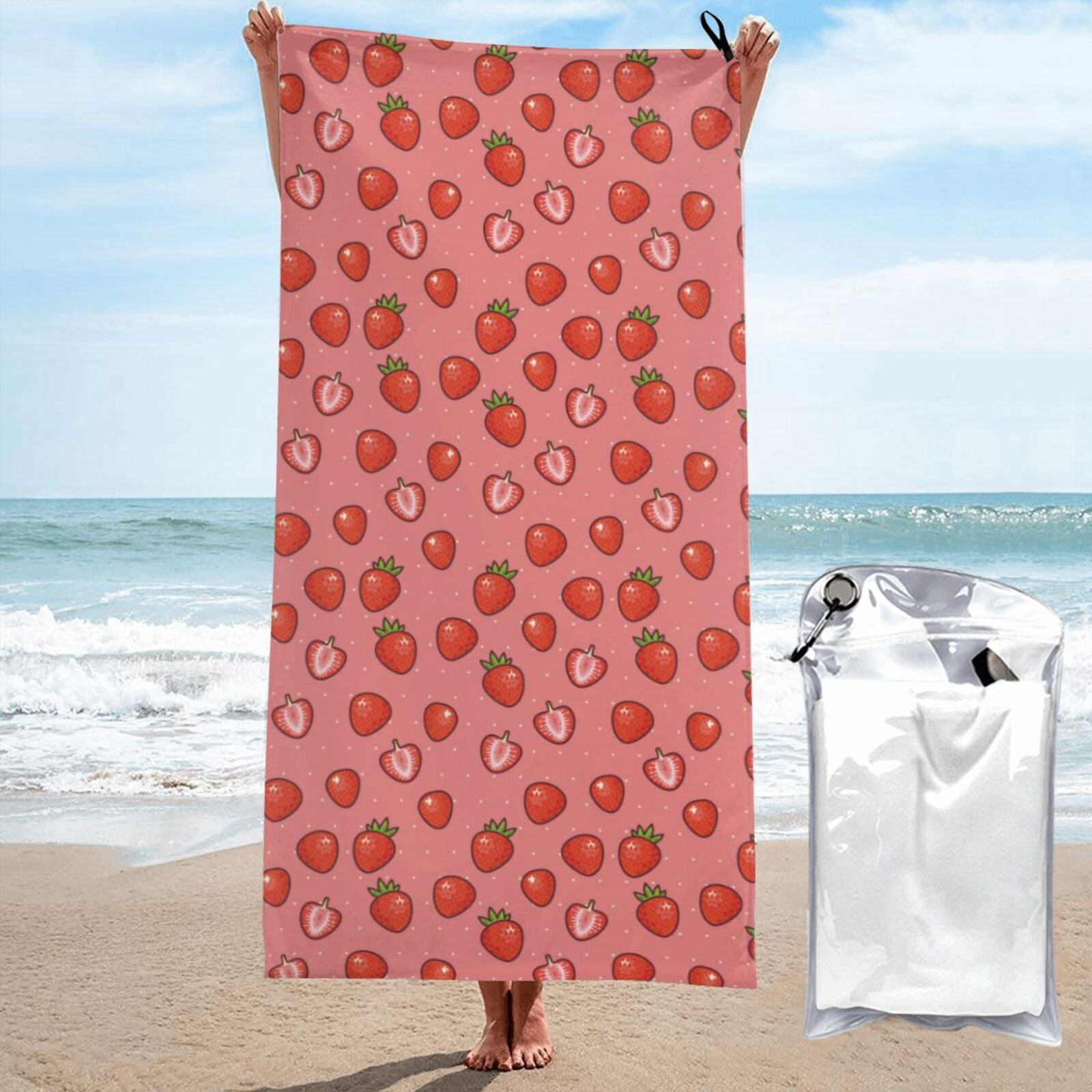 Cauagu Red Strawberry Print Extra Large Bath Towels 1 Pack, Quick ...