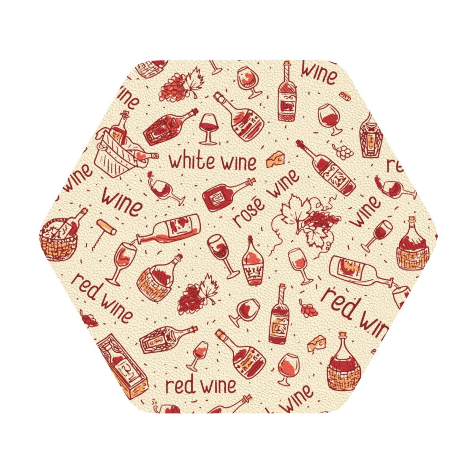 Cauagu Red Wine for Round Coaster,Drink Coasters Set of 4 Leather Bar ...