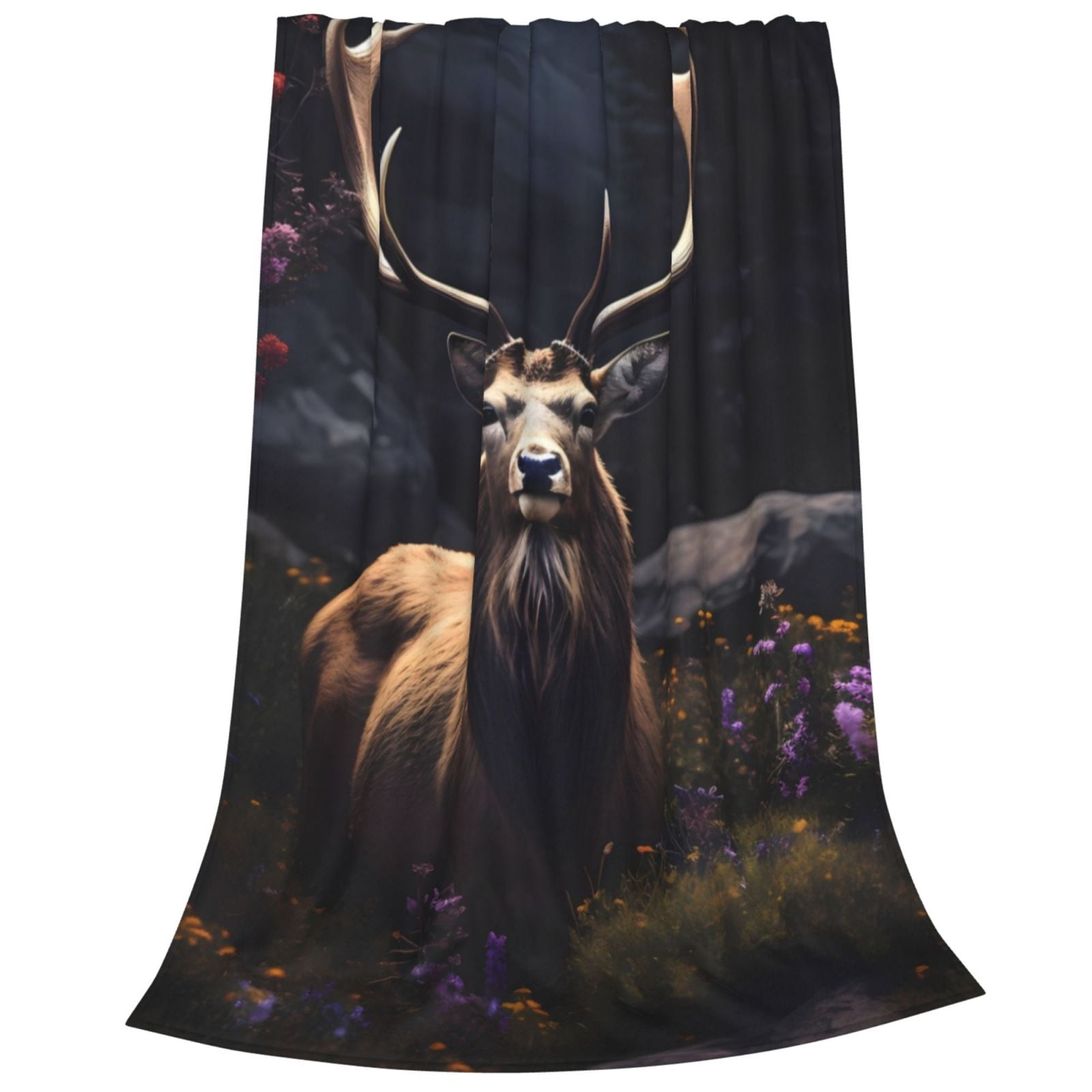 Cauagu Regal Stag In Forest Pattern Flannel Bed Blankets,Fleece Blanket ...