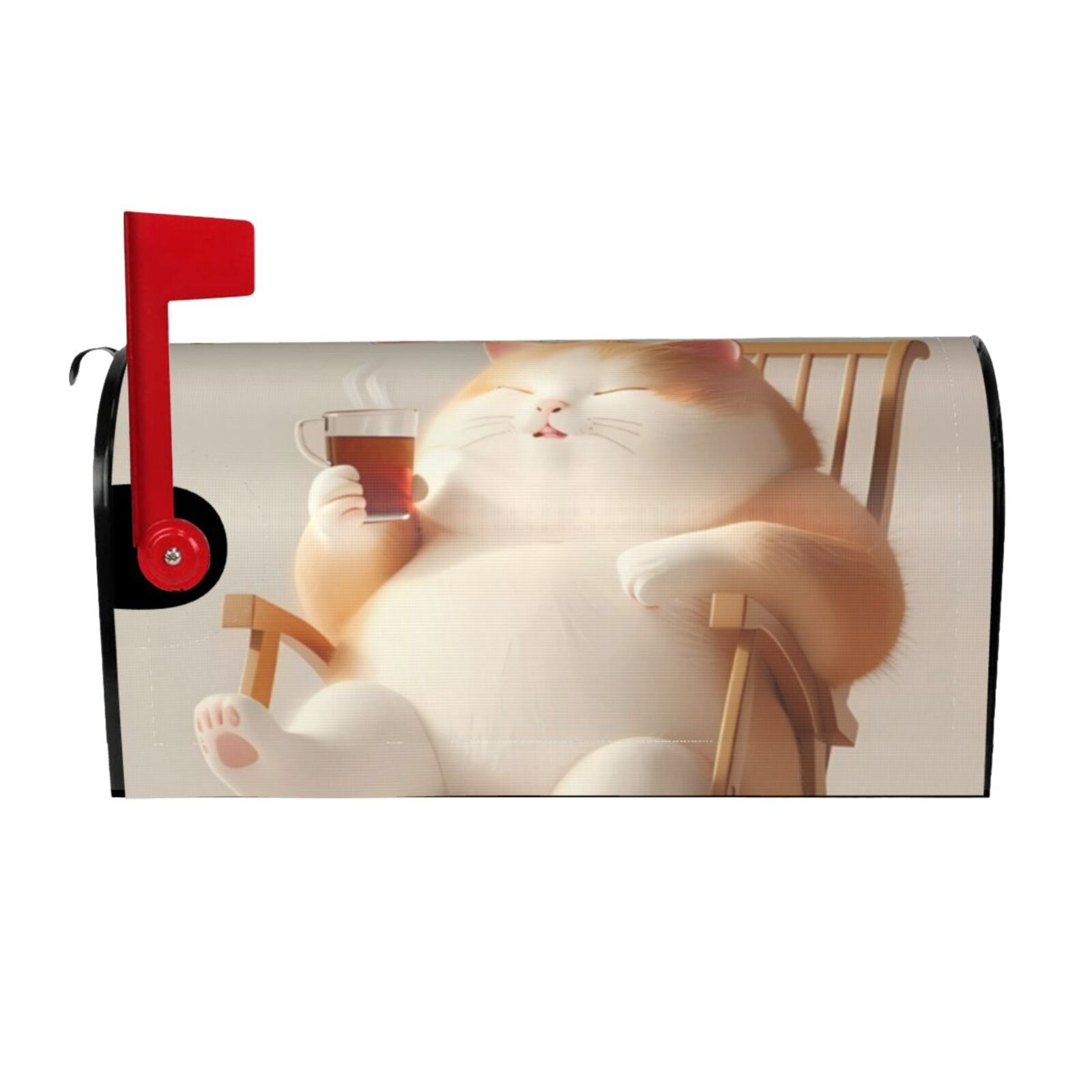 Cauagu Relaxing Cat With Tea Pattern Magnetic Mailbox Covers, Mailbox ...
