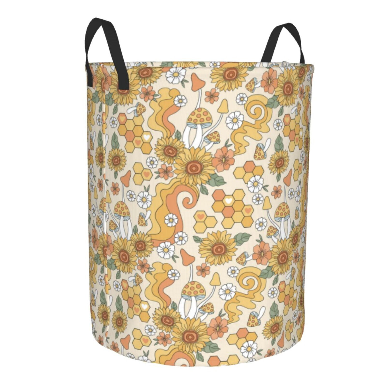 Cauagu Retro 70s 60s Flower for Laundry Basket,Collapsible Organizer ...