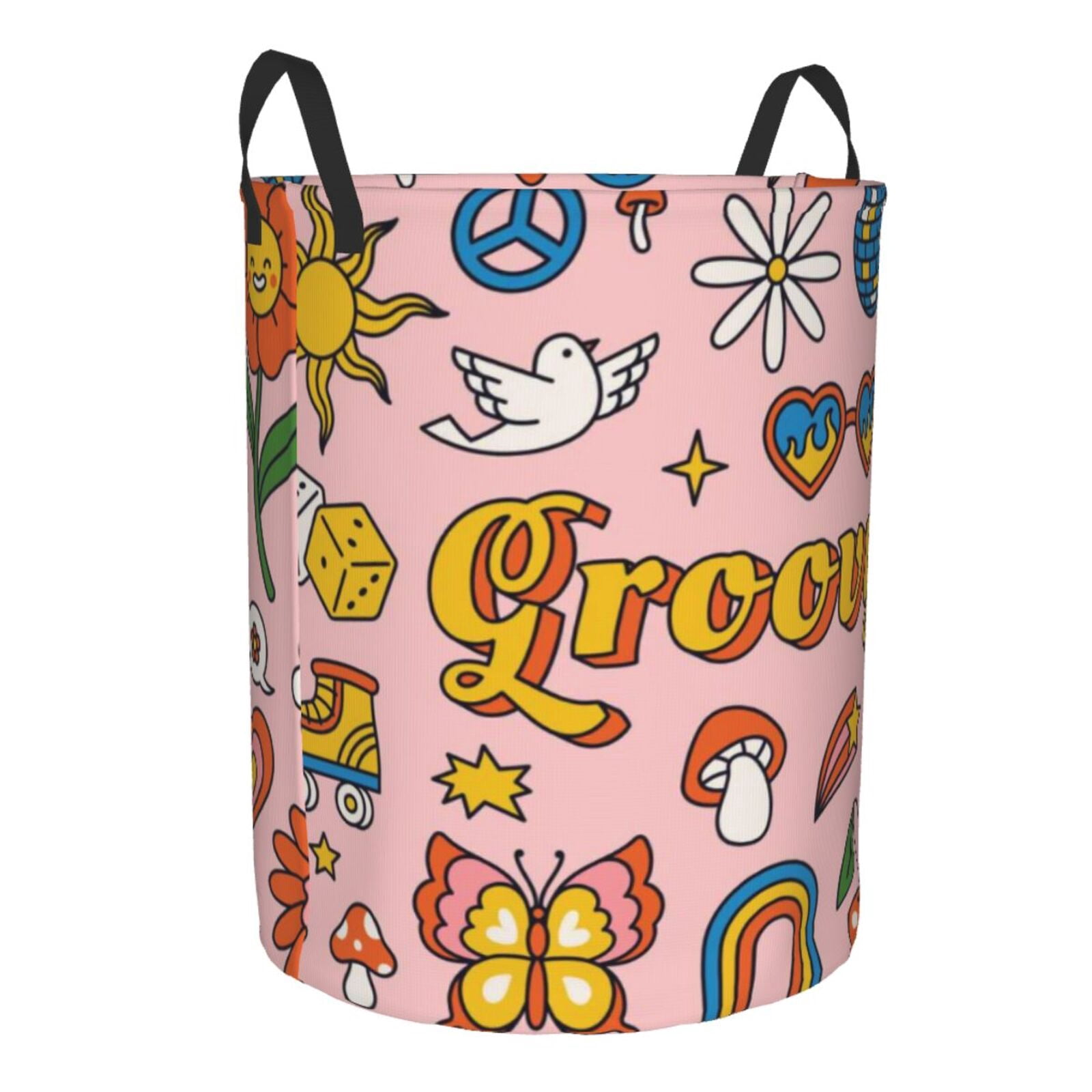 Cauagu Retro 70s Hippie for Laundry Basket,Collapsible Organizer Basket ...