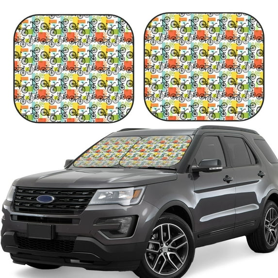 Cauagu Retro Bike Cauagu {designName} Print Foldable Car Windshield Sun ...