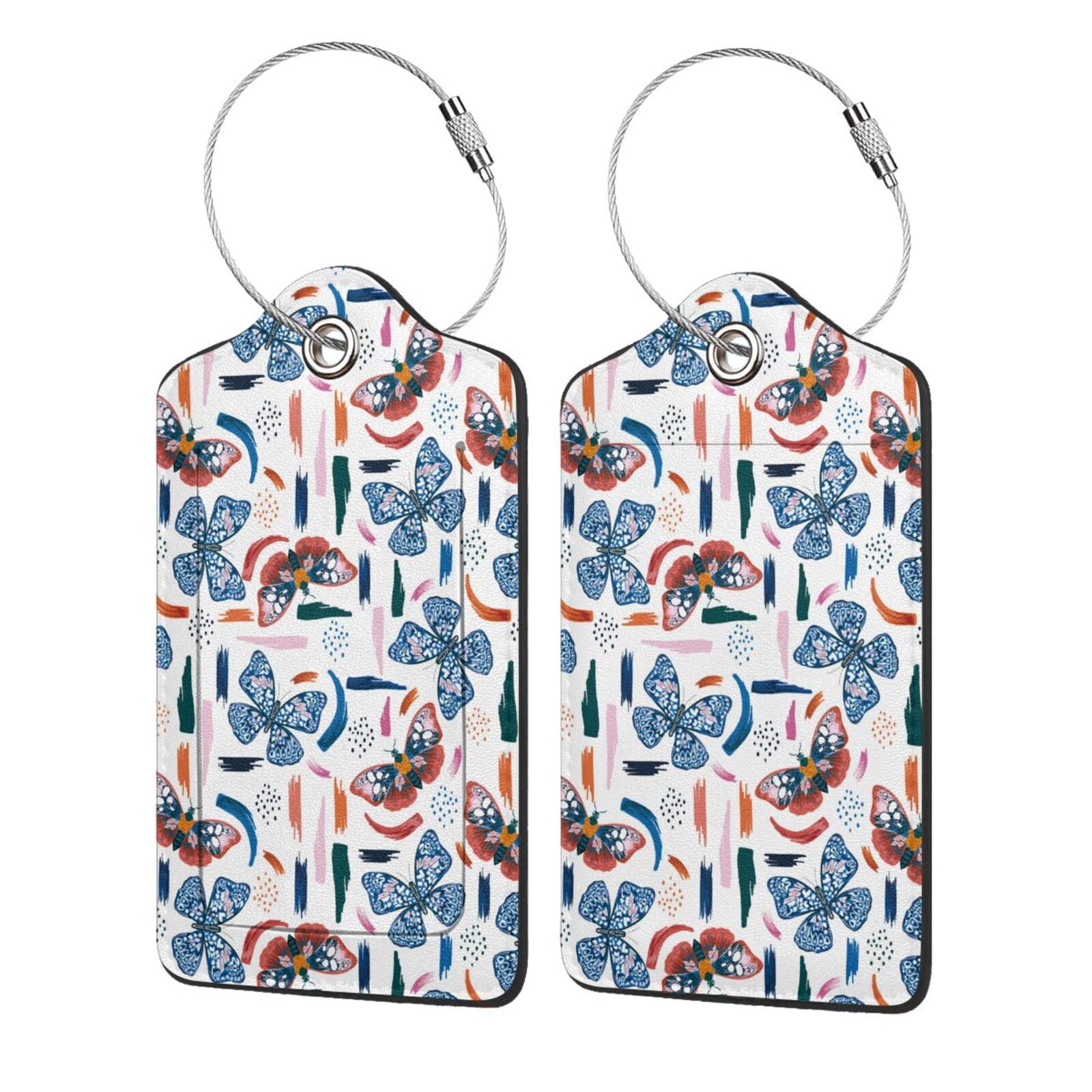 Cauagu Retro Butterfly Pattern Luggage Tags,Leather Luggage Tags ...
