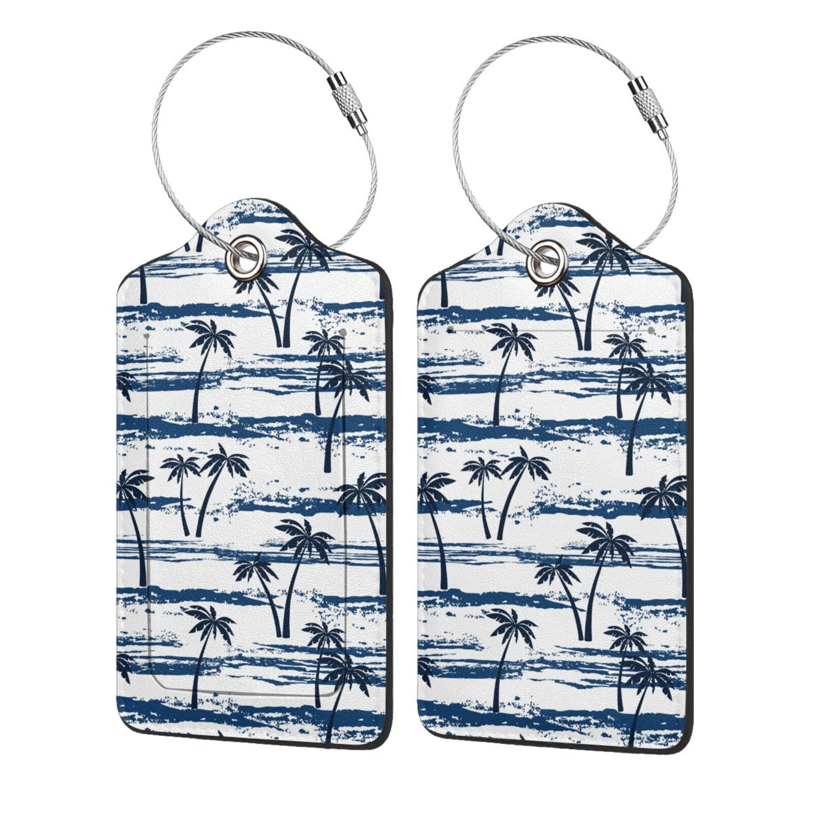 Cauagu Retro Coconut Tree Pattern Luggage Tags,Leather Luggage Tags ...