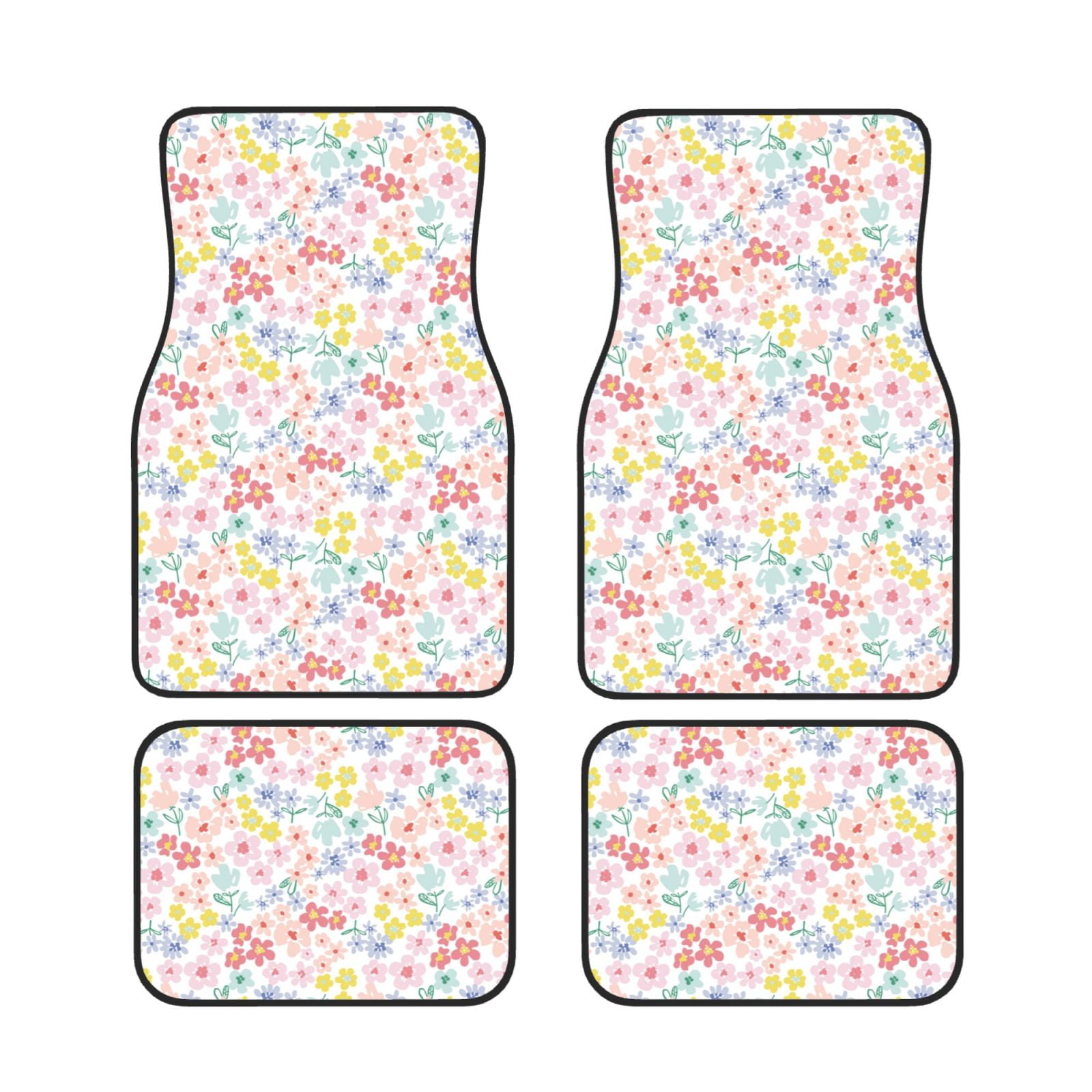 Cauagu Retro Floral Pattern Car Floor Mat Set of 4,Car Carpet Mats Car ...