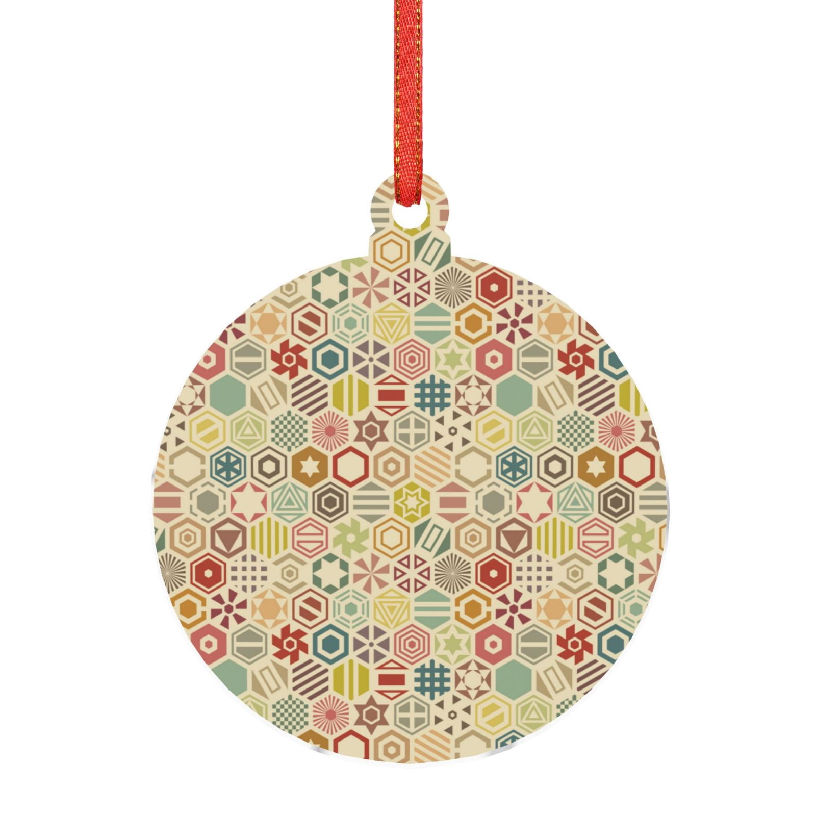 Cauagu Retro Geometry Pattern Acrylic Christmas Pendant,1-Pack ...
