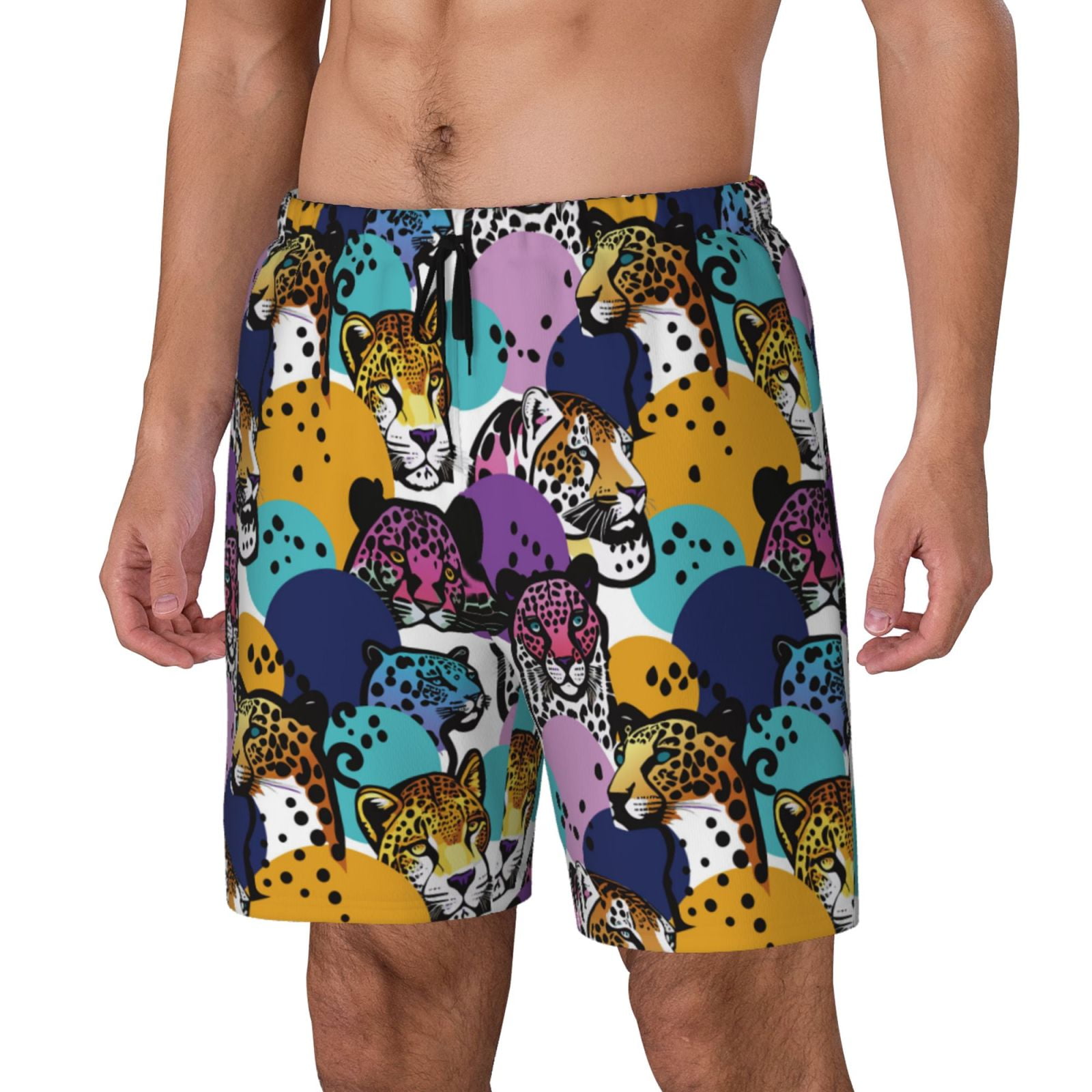 Cauagu Retro Panther Print Mens Swim Trunks Quick Dry Board Shorts Swim ...
