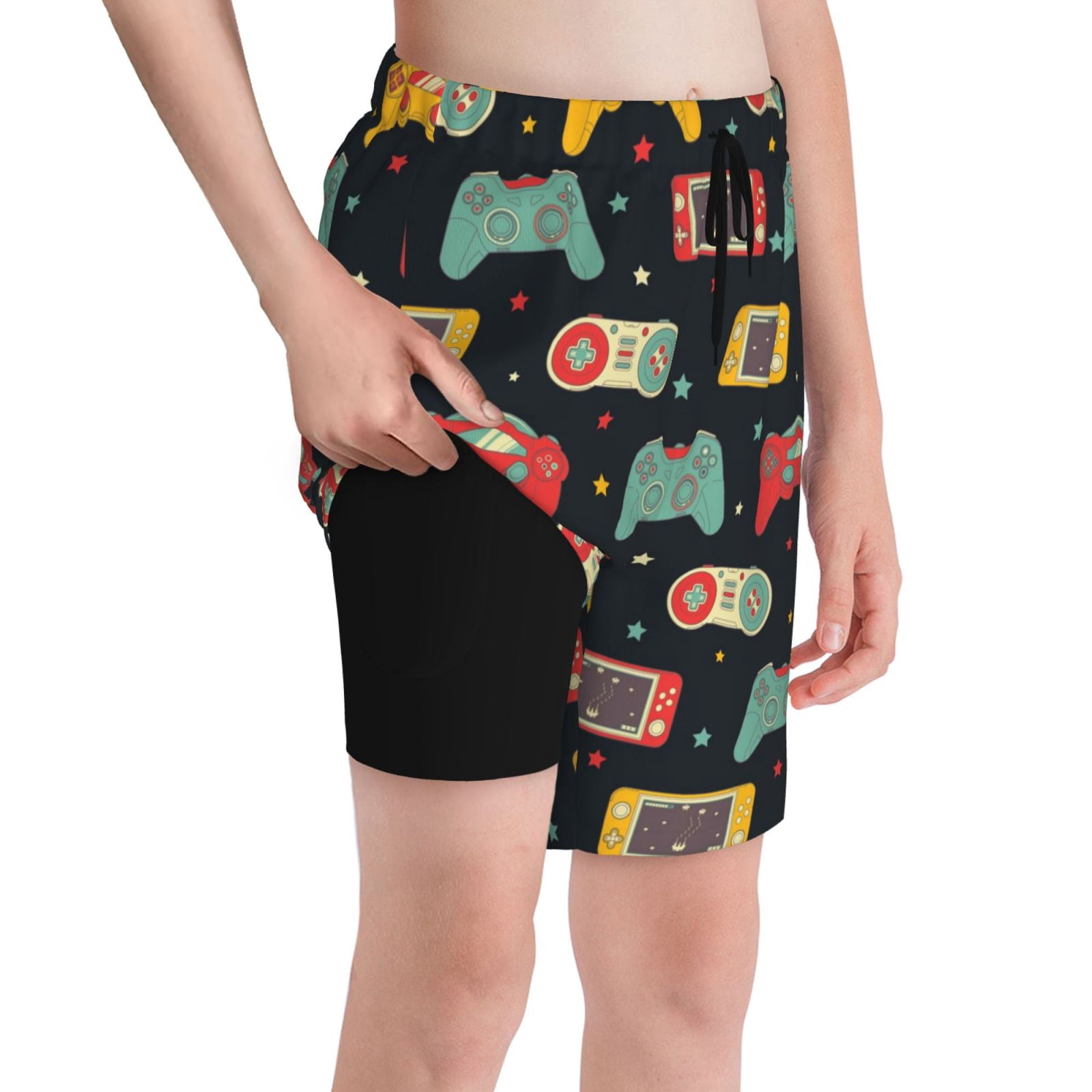 Cauagu Retro Video Game Print Swim Trunks for Men,Youth Boys Swim ...