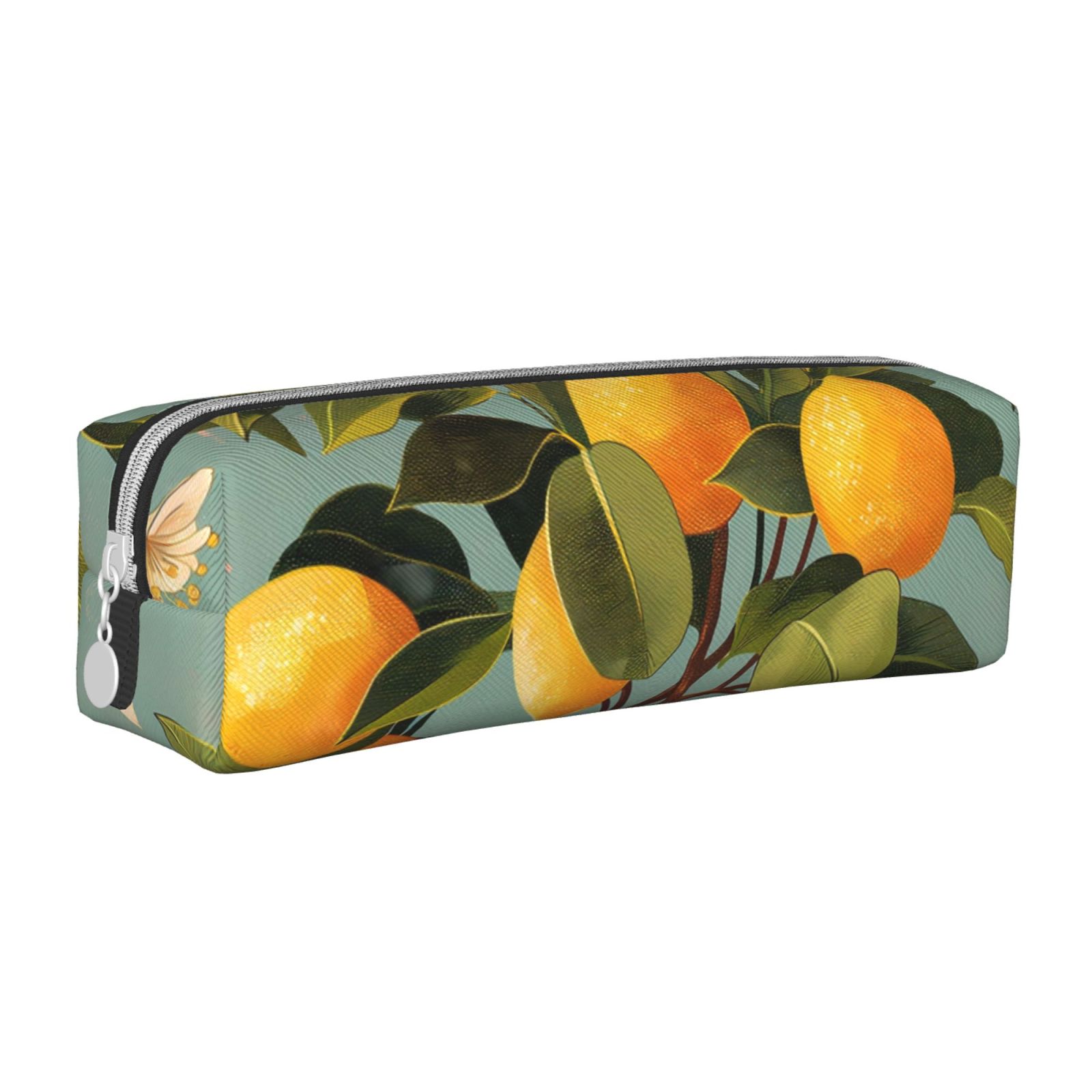 Cauagu Retro Warm Lemon Flower Print Leather Pencil Pen Case ...