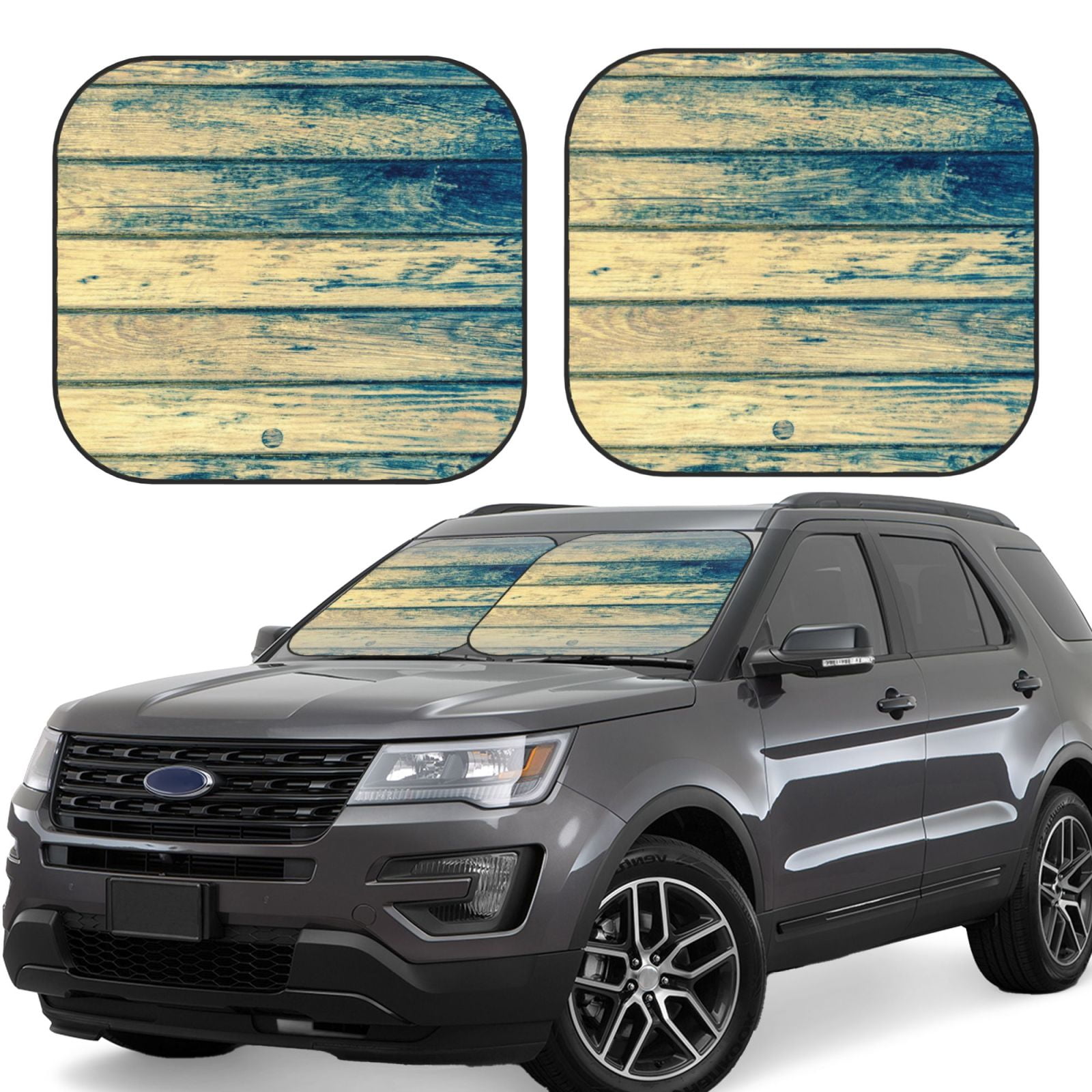 Cauagu Retro Wooden Cauagu {designName} Print Foldable Car Windshield ...