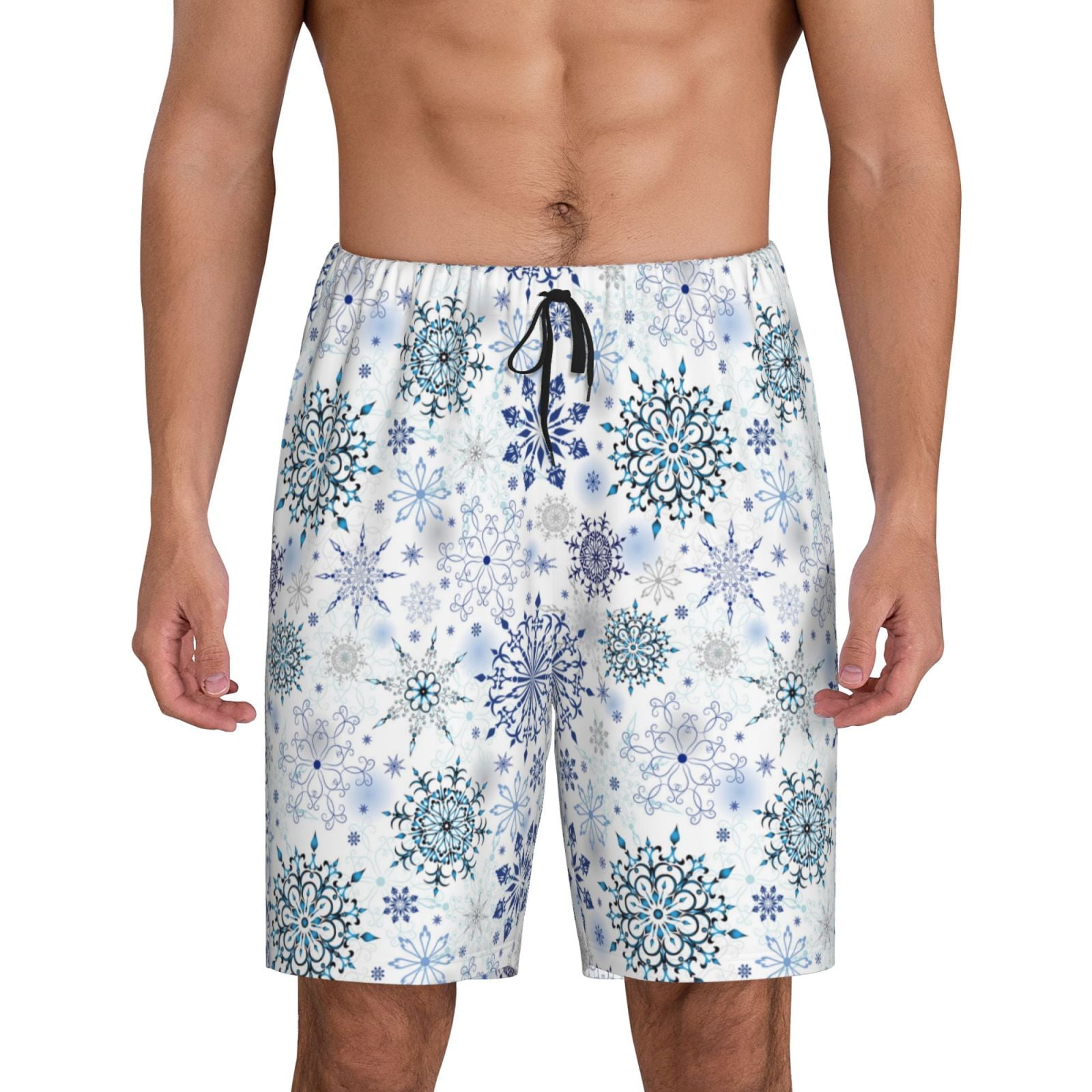 Cauagu Retro ice blue snowflakes Print Pajama Bottoms for Men Sleep ...