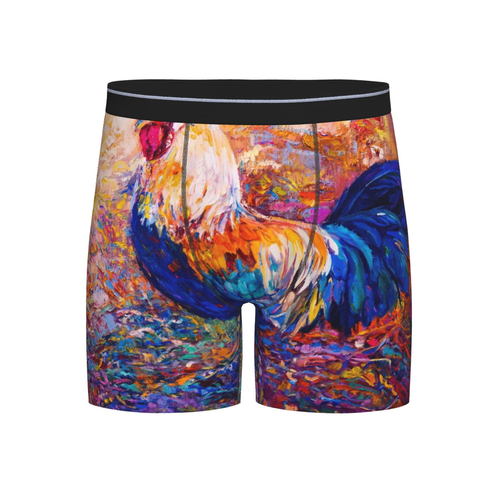Cauagu Rooster Oil Painting Print Men's Boxer Briefs, Funny & Cute ...