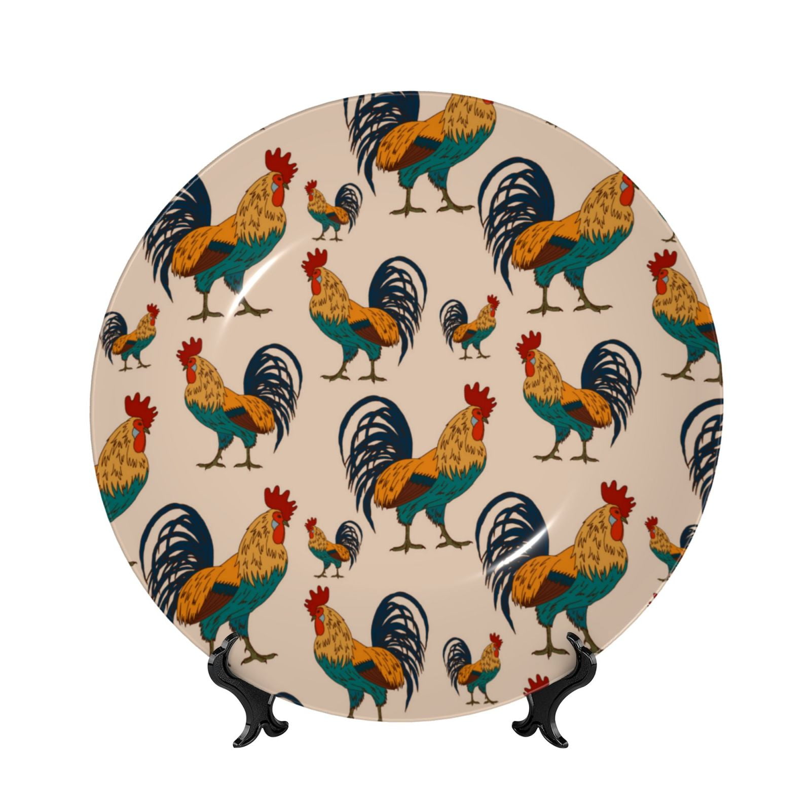 Cauagu Rooster Print Bone China Decorative Plate, Wall Mount Plate ...