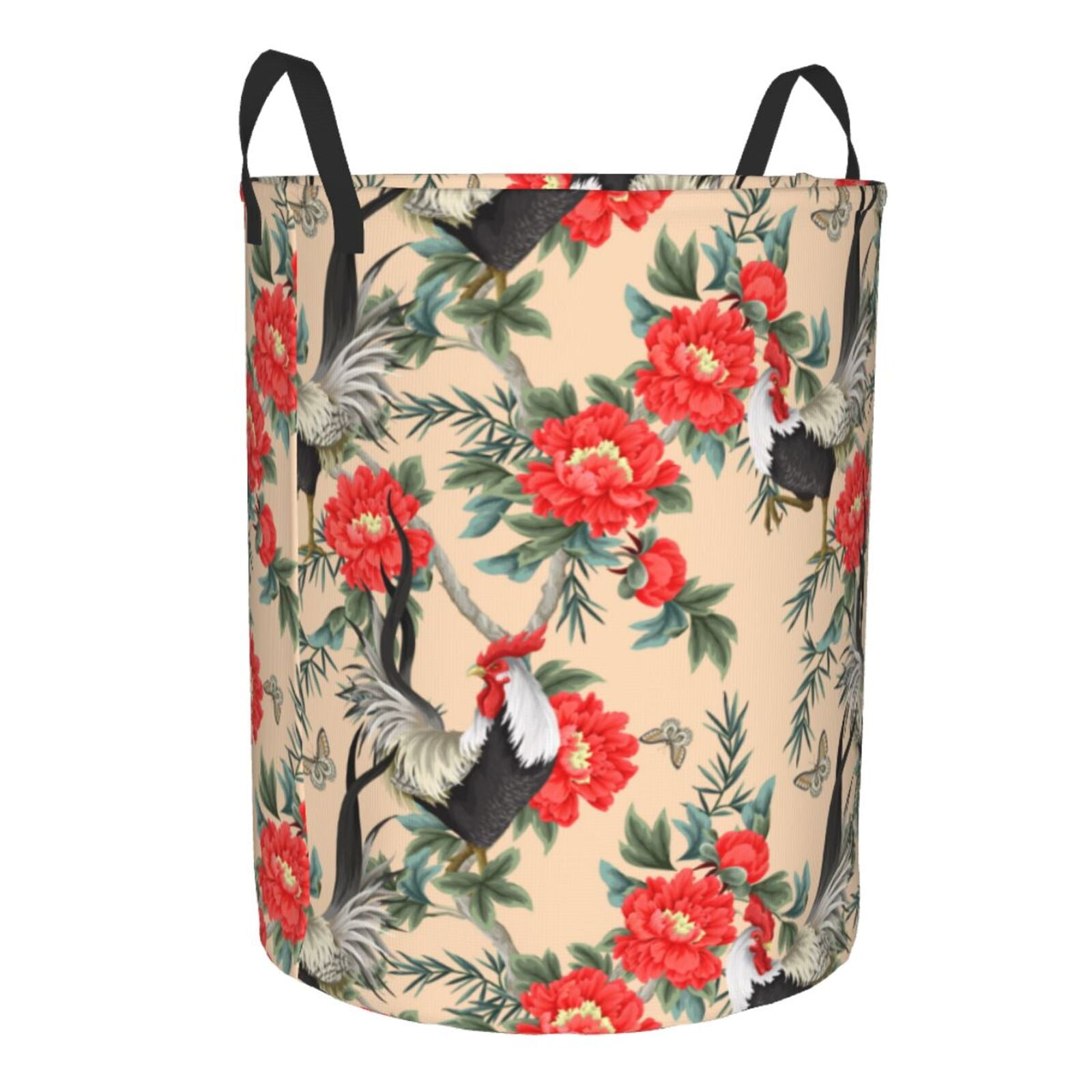 Cauagu Roosters And Peonies Flowers for Laundry Basket,Collapsible ...