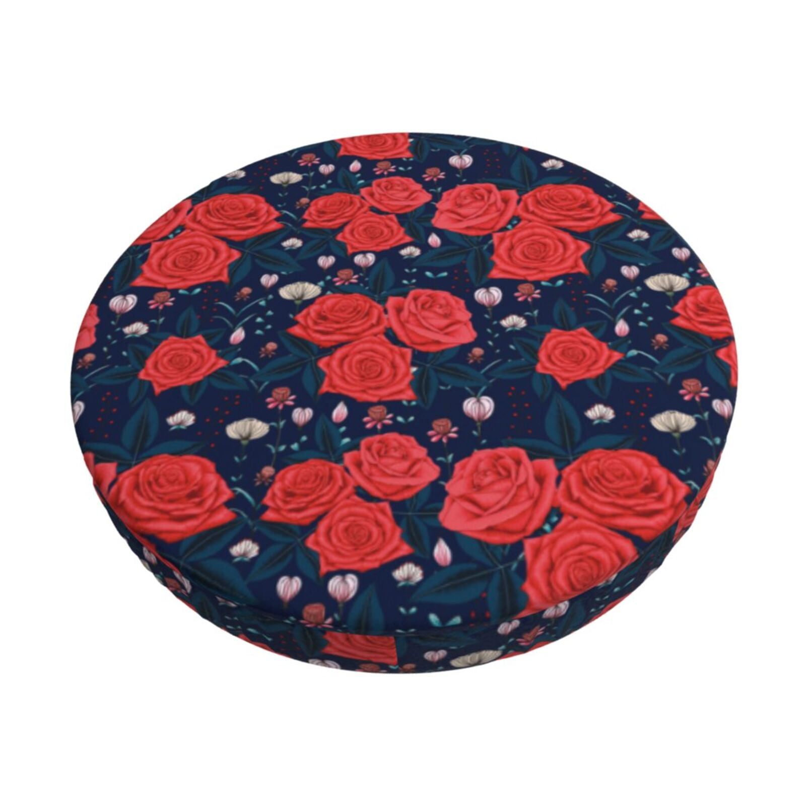 Cauagu Rose Flower Print Round Stool Covers,Seat Cushion for Round Bar ...