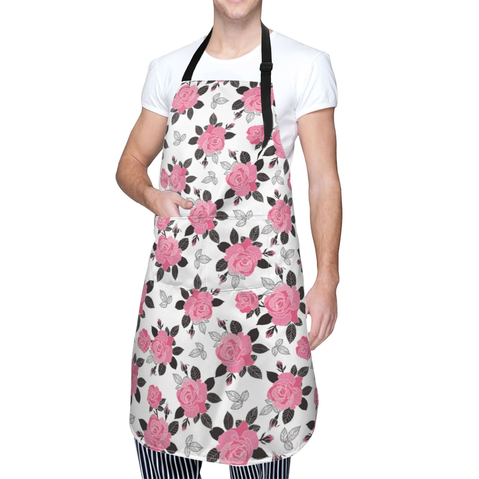 Cauagu Rose Flowers Aprons with Pockets,Waterproof Apron for Women ...