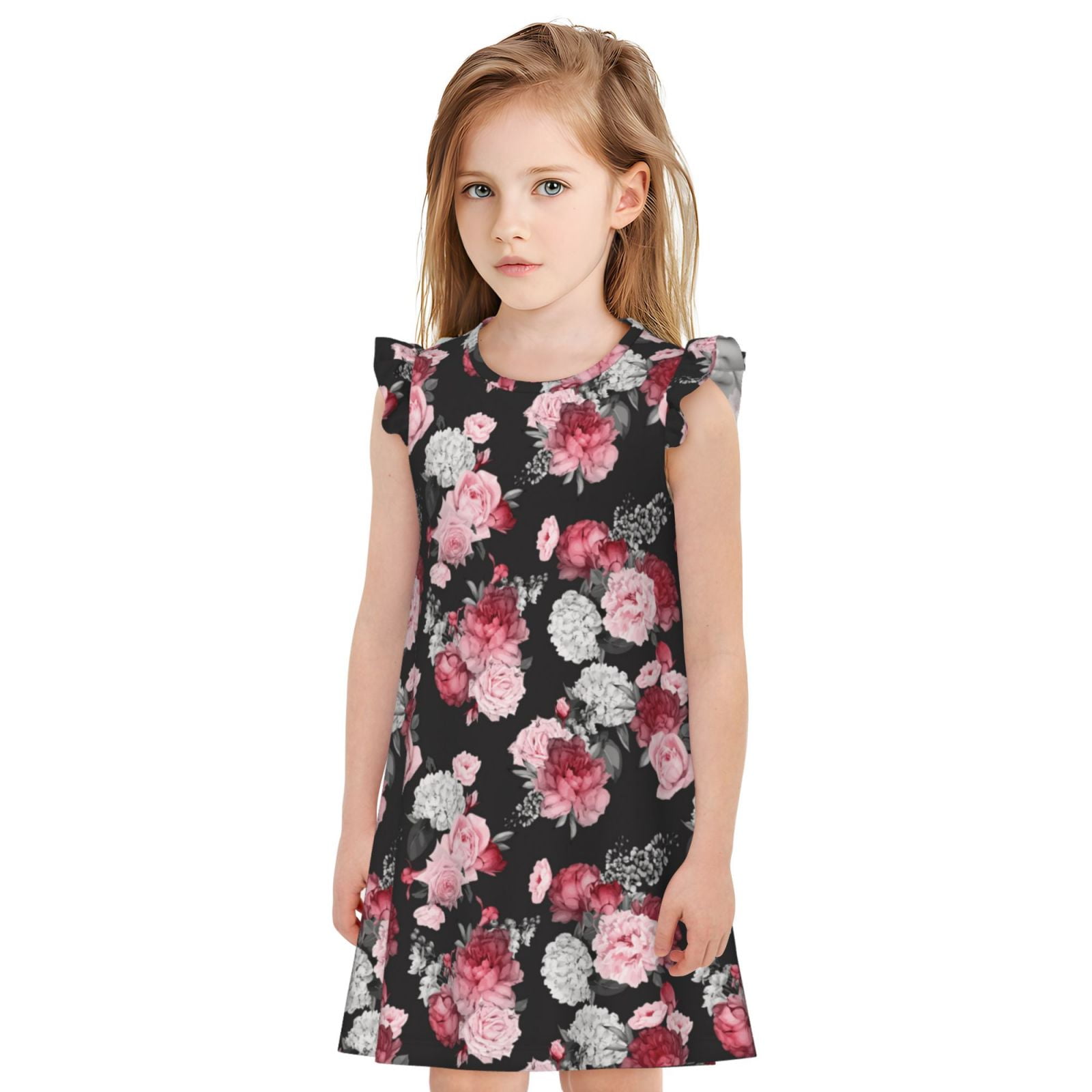 Cauagu Rose Flowers Girls Nightgowns Sleepwear Short Sleeve Pajama ...