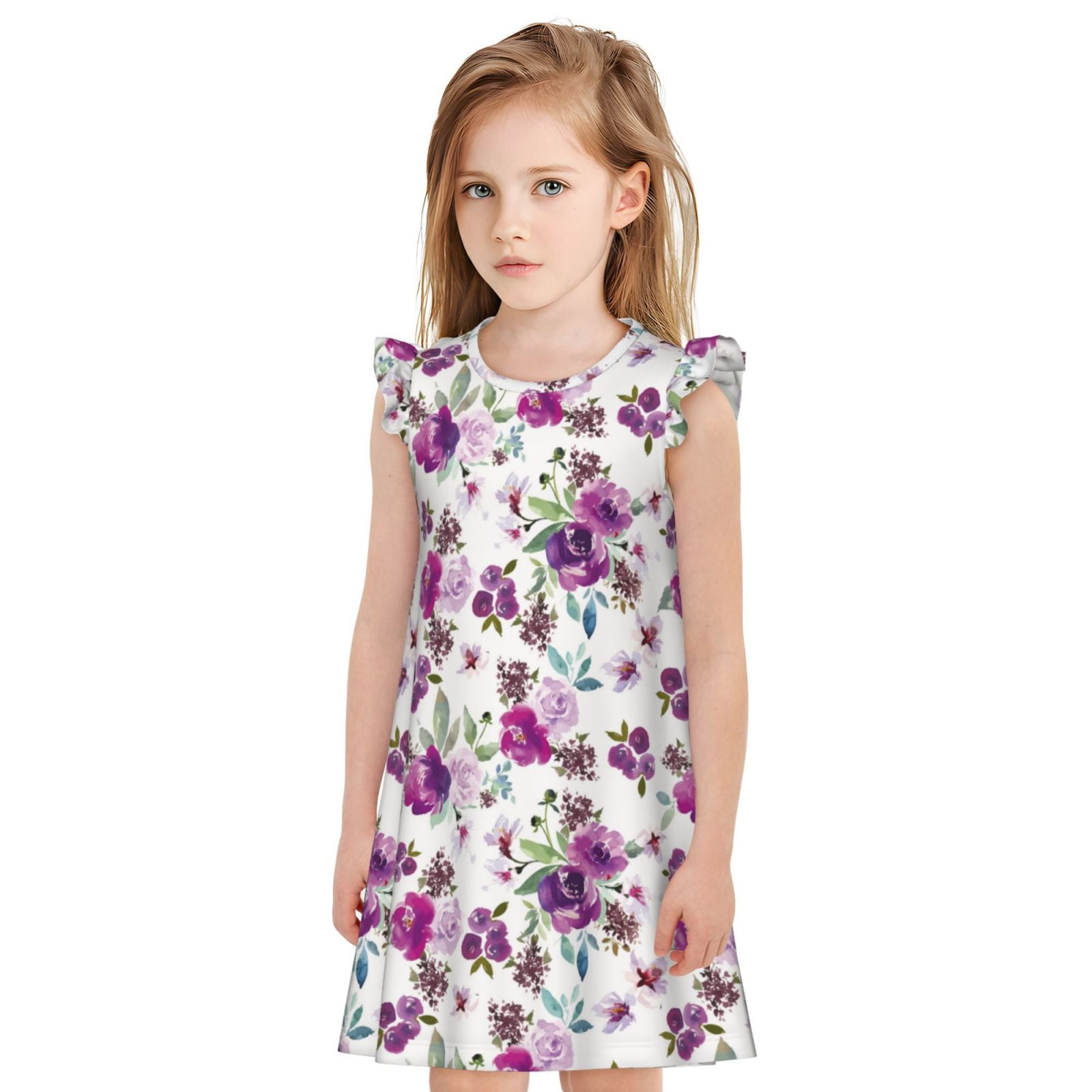 Cauagu Rose Flowers Girls Nightgowns Sleepwear Short Sleeve Pajama ...
