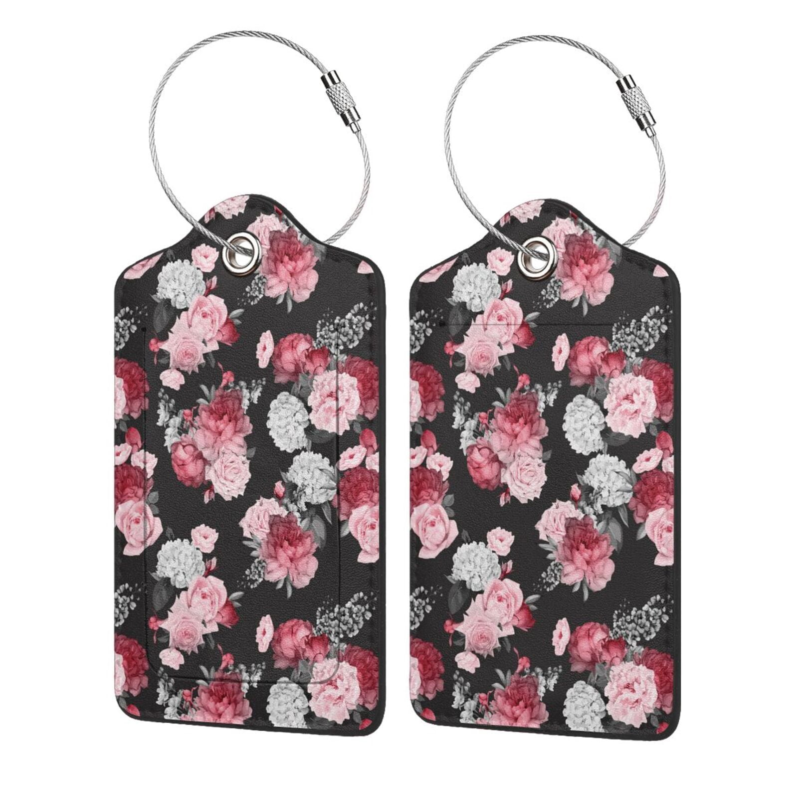 Cauagu Rose Flowers Pattern Luggage Tags,Leather Luggage Tags ...