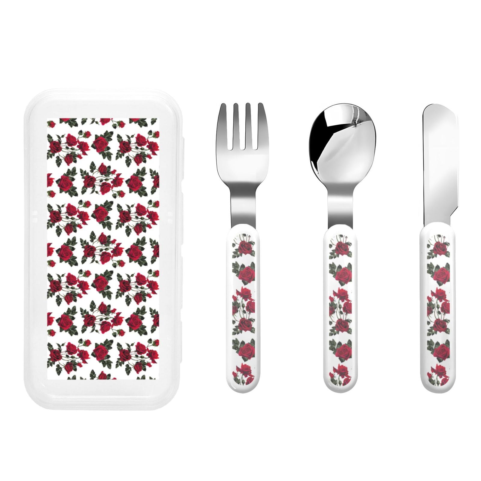 Cauagu Rose Flowers Print 3-Pieces Toddler Cutlery Set , Kids ...