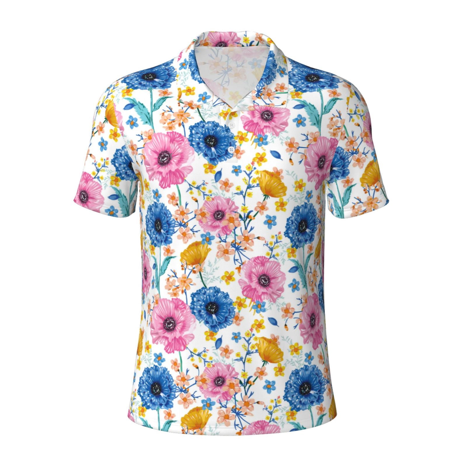 Cauagu Rose Flowers Print Men's Polo Shirts, Short-Sleeve Polo Shirts ...