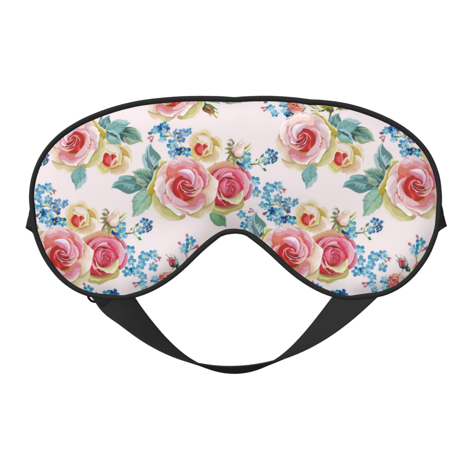 Cauagu Rose Flowers Print Sleep Eye Mask, Blindfold Eye Sleep Shade ...